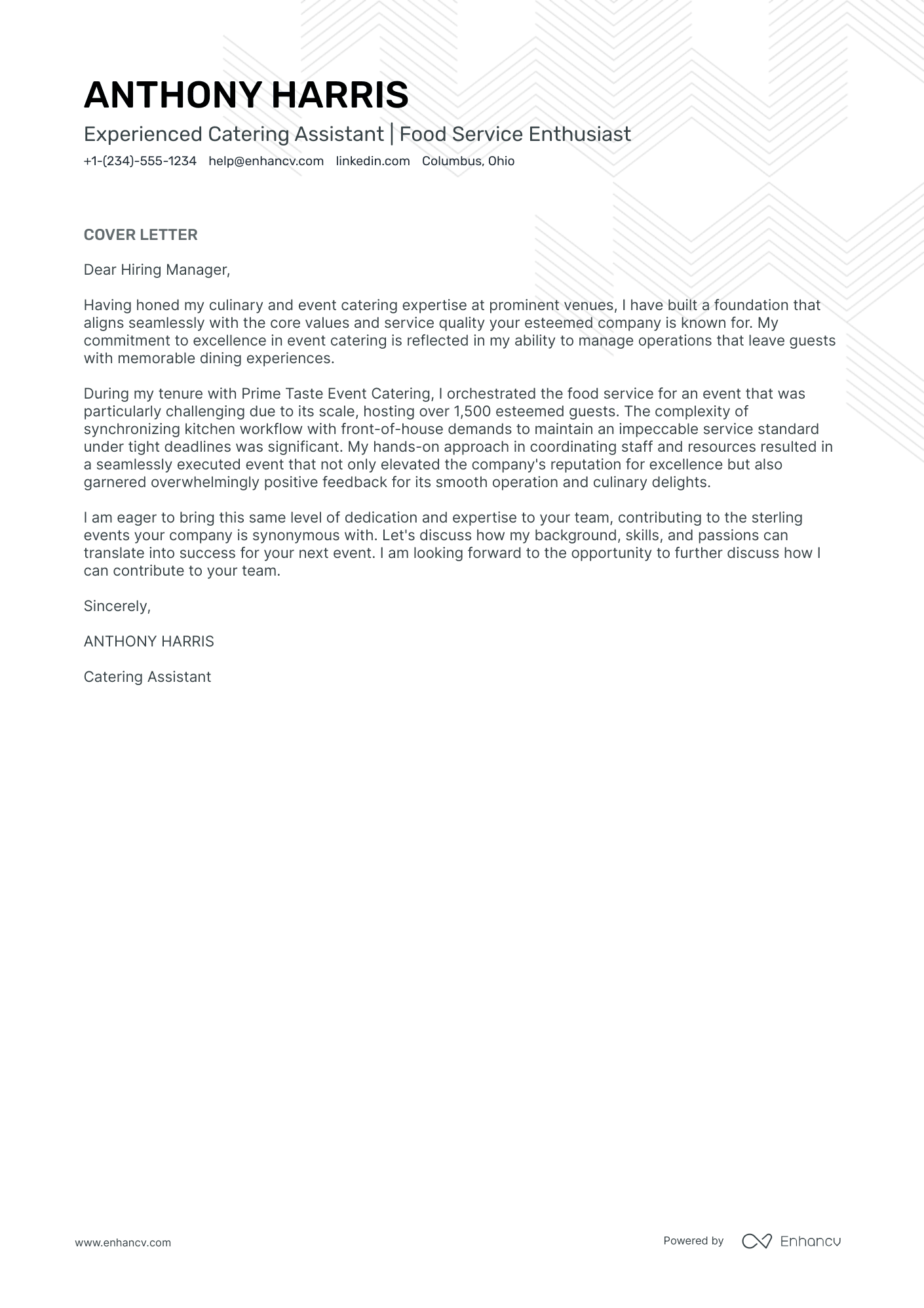 9 Professional Catering Cover Letter Examples and Template for 2026 ...