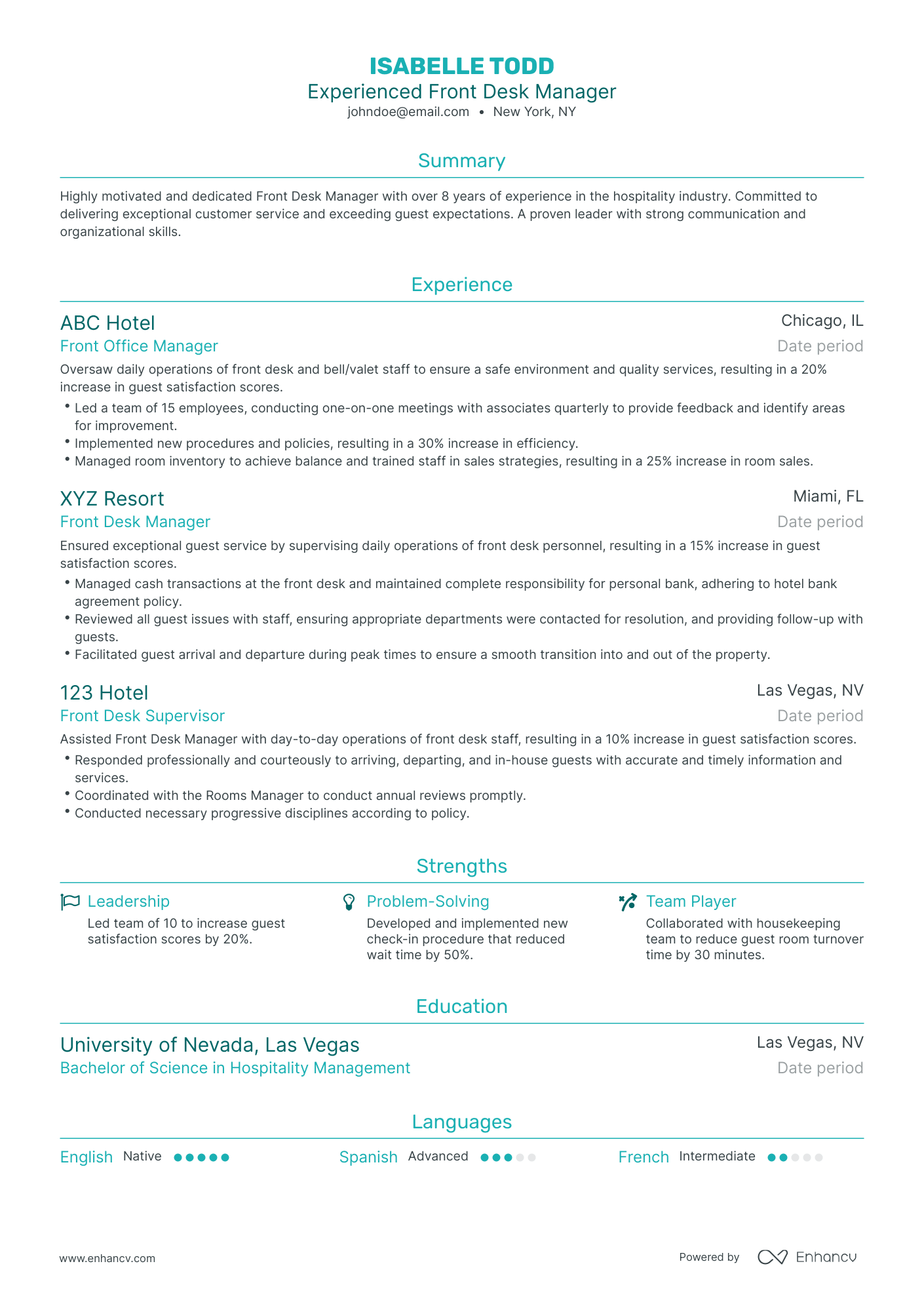 5 Front Desk Manager Resume Examples & Guide for 2024