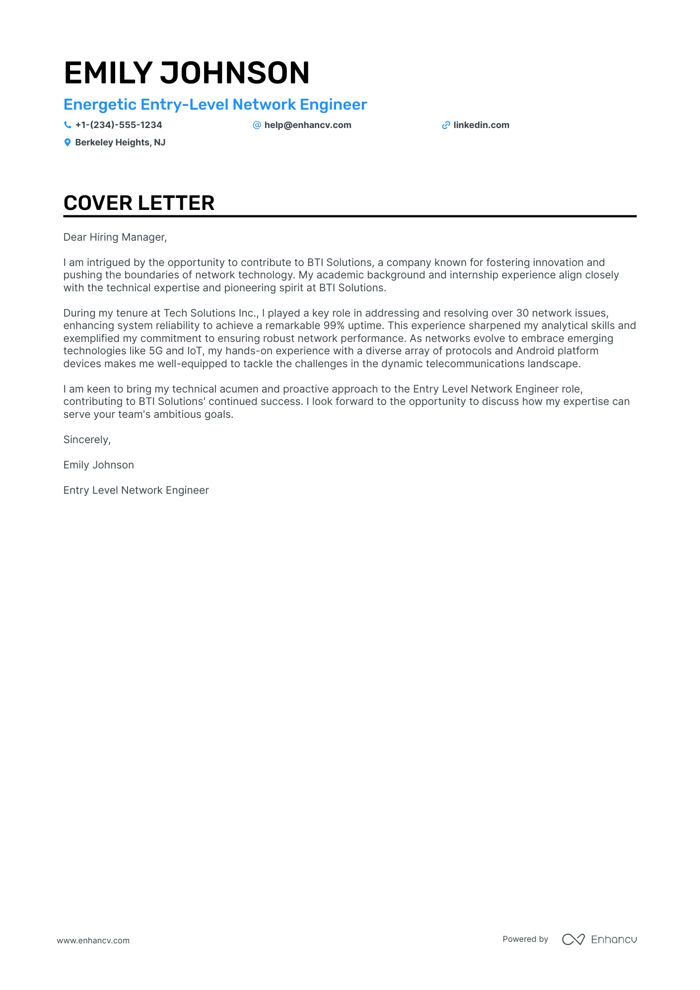15 Professional Network Engineer Cover Letter Examples and Template for ...