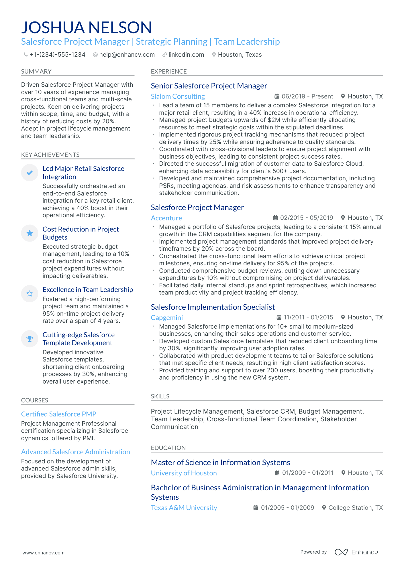 10 Salesforce Project Manager Resume Examples & Guide for 2025