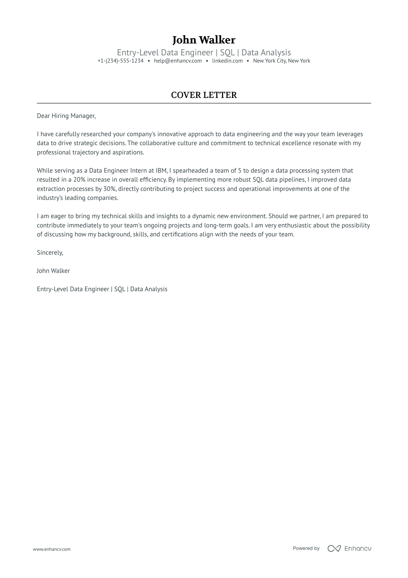 21 Professional Data Engineer Cover Letter Examples and Template for ...