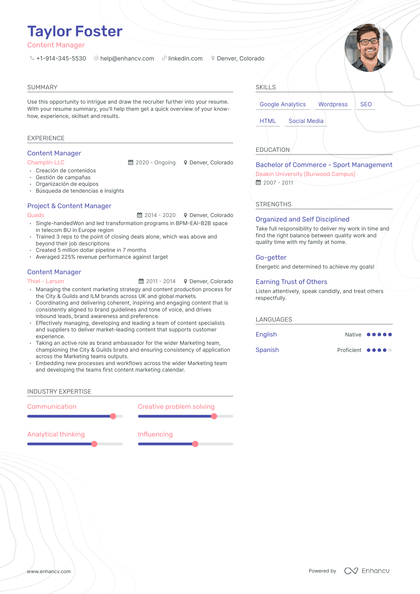 Content Manager Resume Examples & Guide for 2023 (Layout, Skills ...