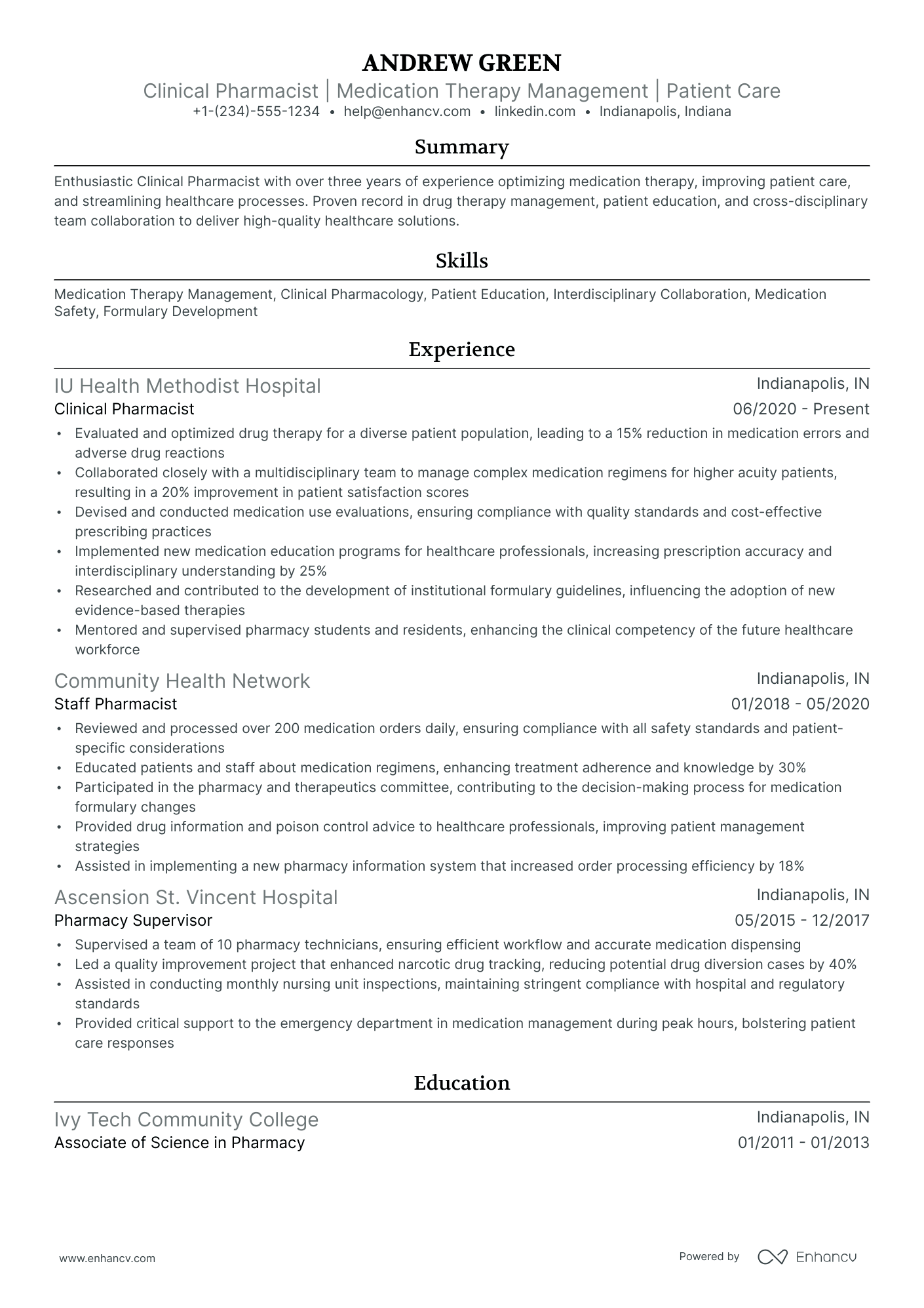 10 Hospital Pharmacist Resume Examples & Guide for 2026
