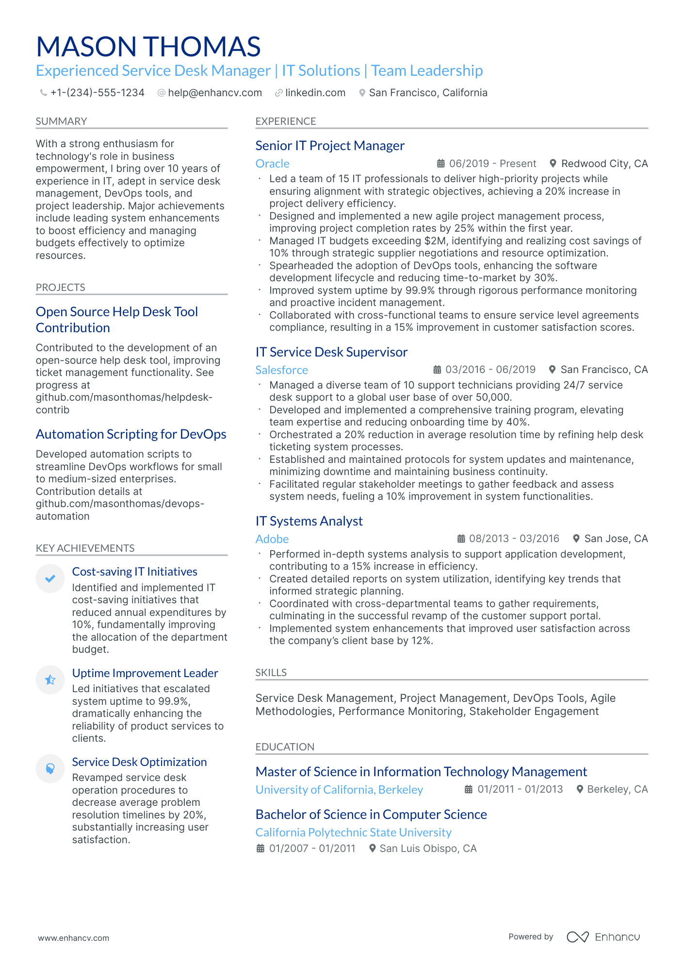 10 Service Desk Manager Resume Examples & Guide for 2026