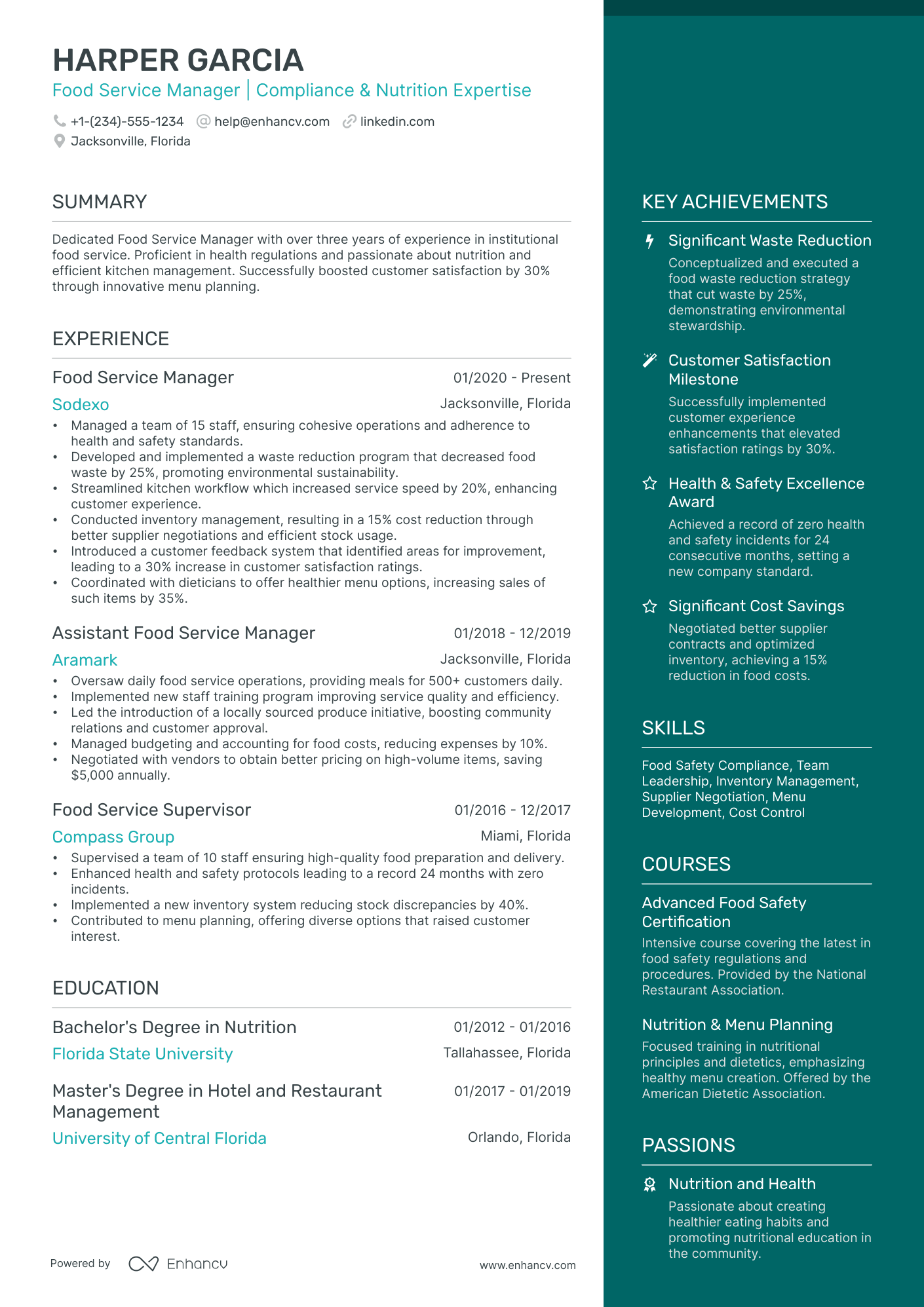 10 Food Service Manager Resume Examples & Guide for 2025