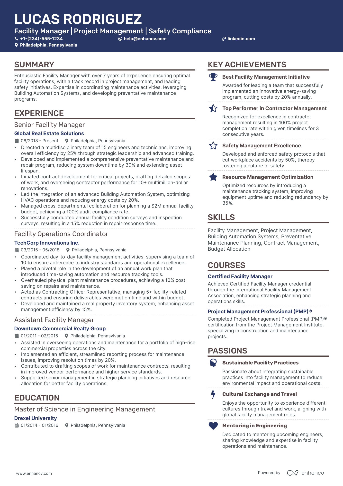 10 Facility Manager Resume Examples & Guide for 2026