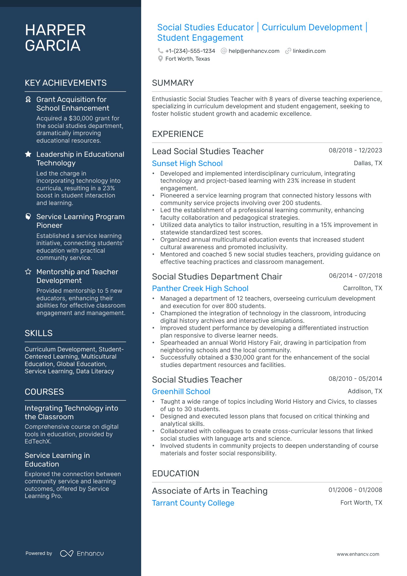 10 Social Studies Teacher Resume Examples & Guide for 2026