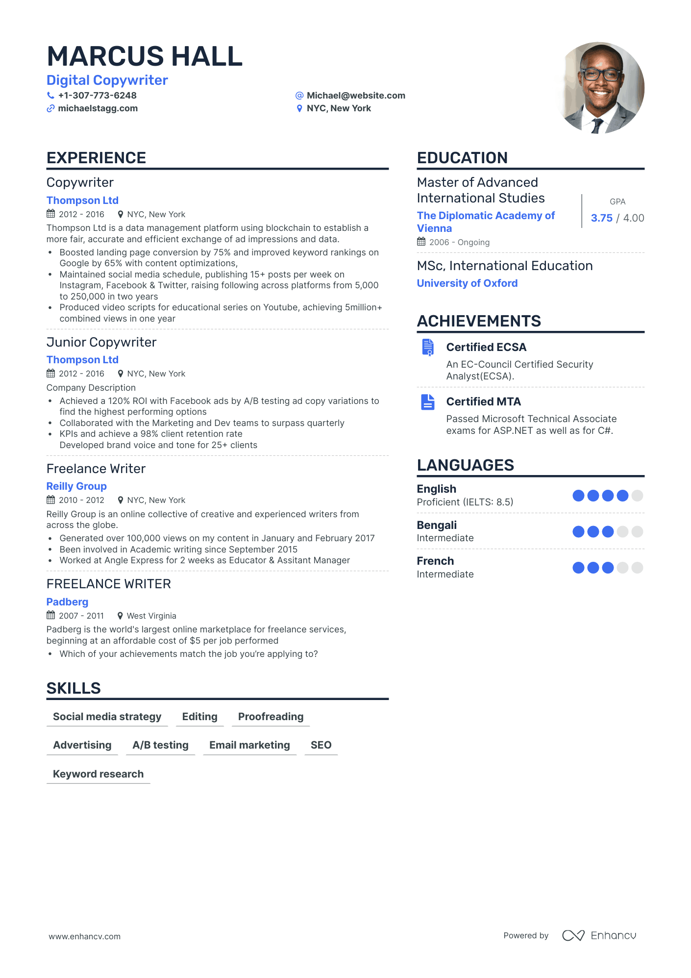 5 Copywriter Resume Examples & Guide for 2023