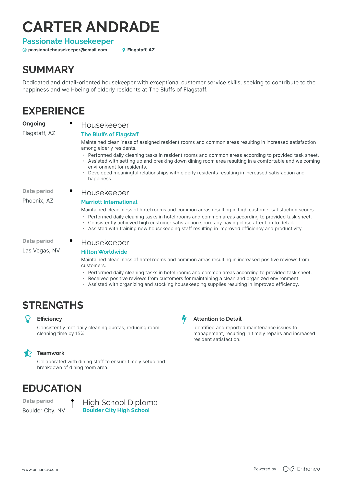 5 Housekeeper Resume Examples & Guide for 2023