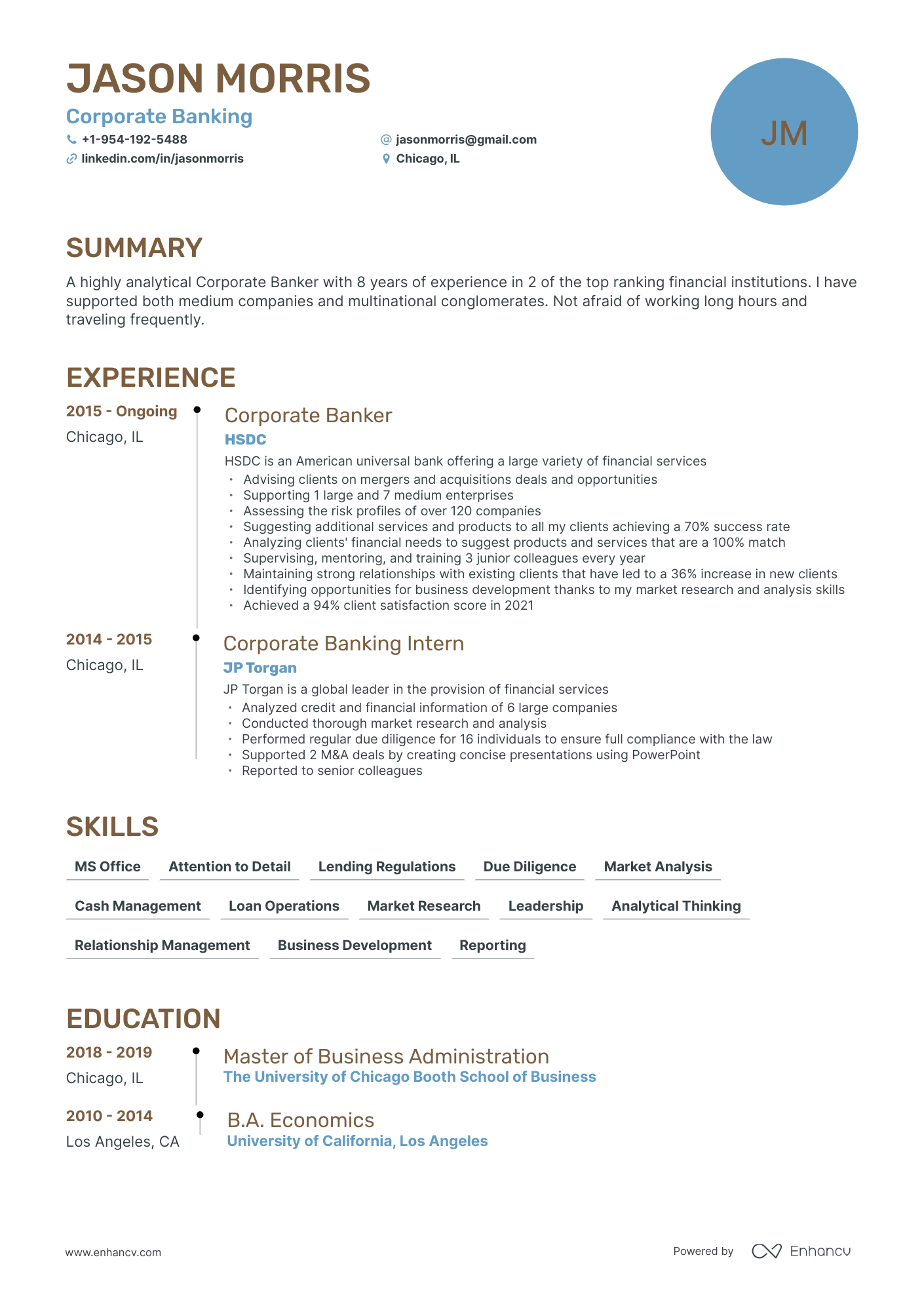 5 Corporate Banking Resume Examples & Guide for 2024