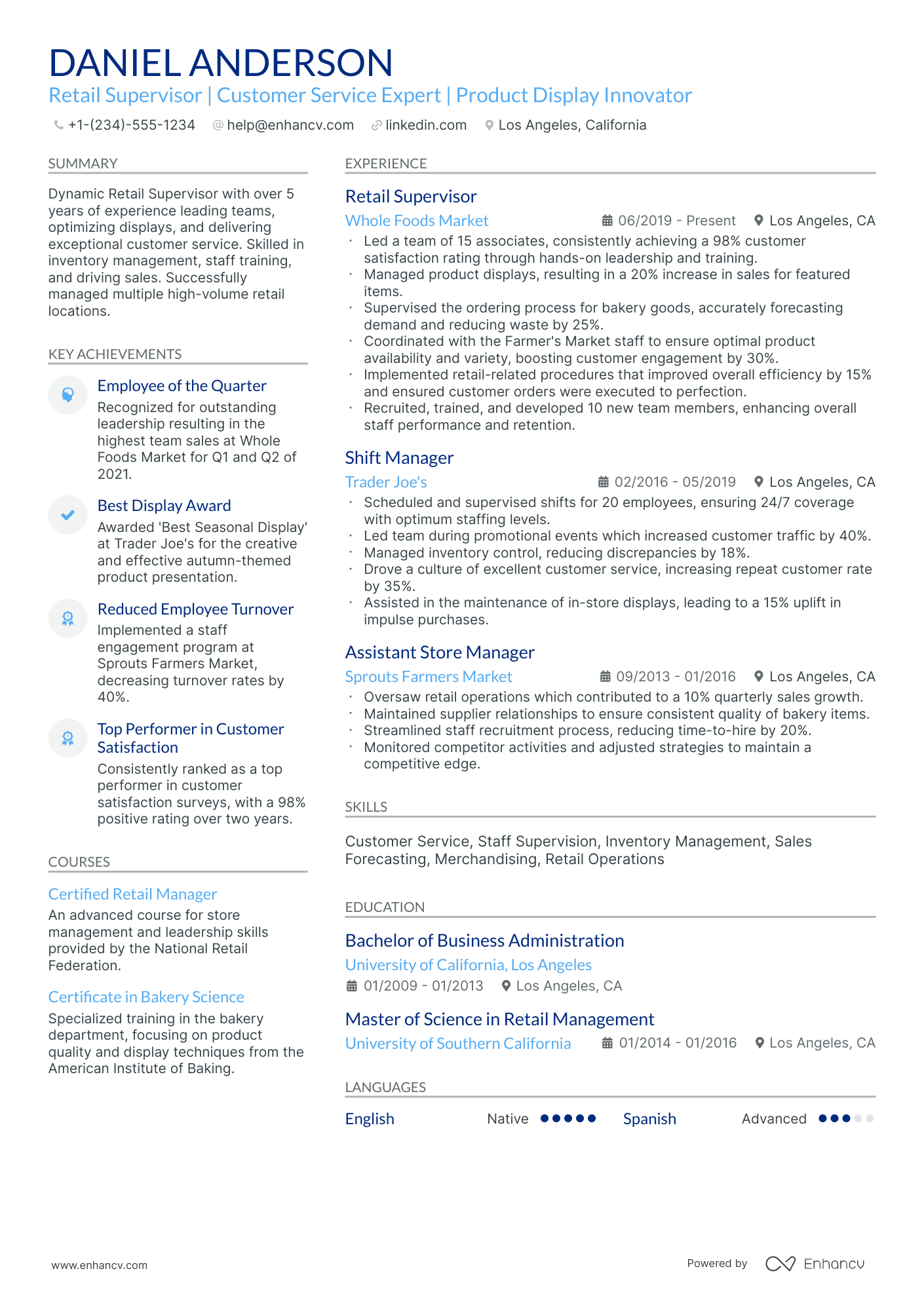 10 Retail Sales Supervisor Resume Examples & Guide for 2026