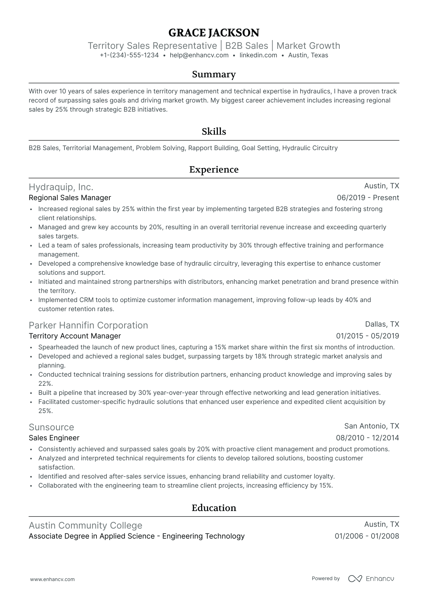 10 Territory Sales Representative Resume Examples & Guide for 2026