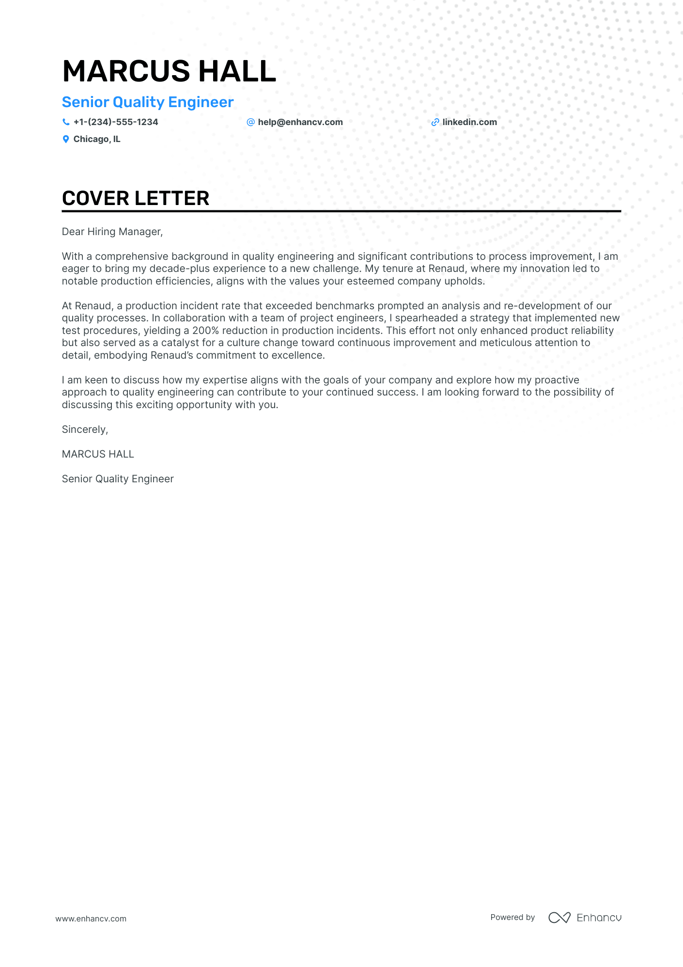 8 Professional Quality Manager Cover Letter Examples and Template for ...