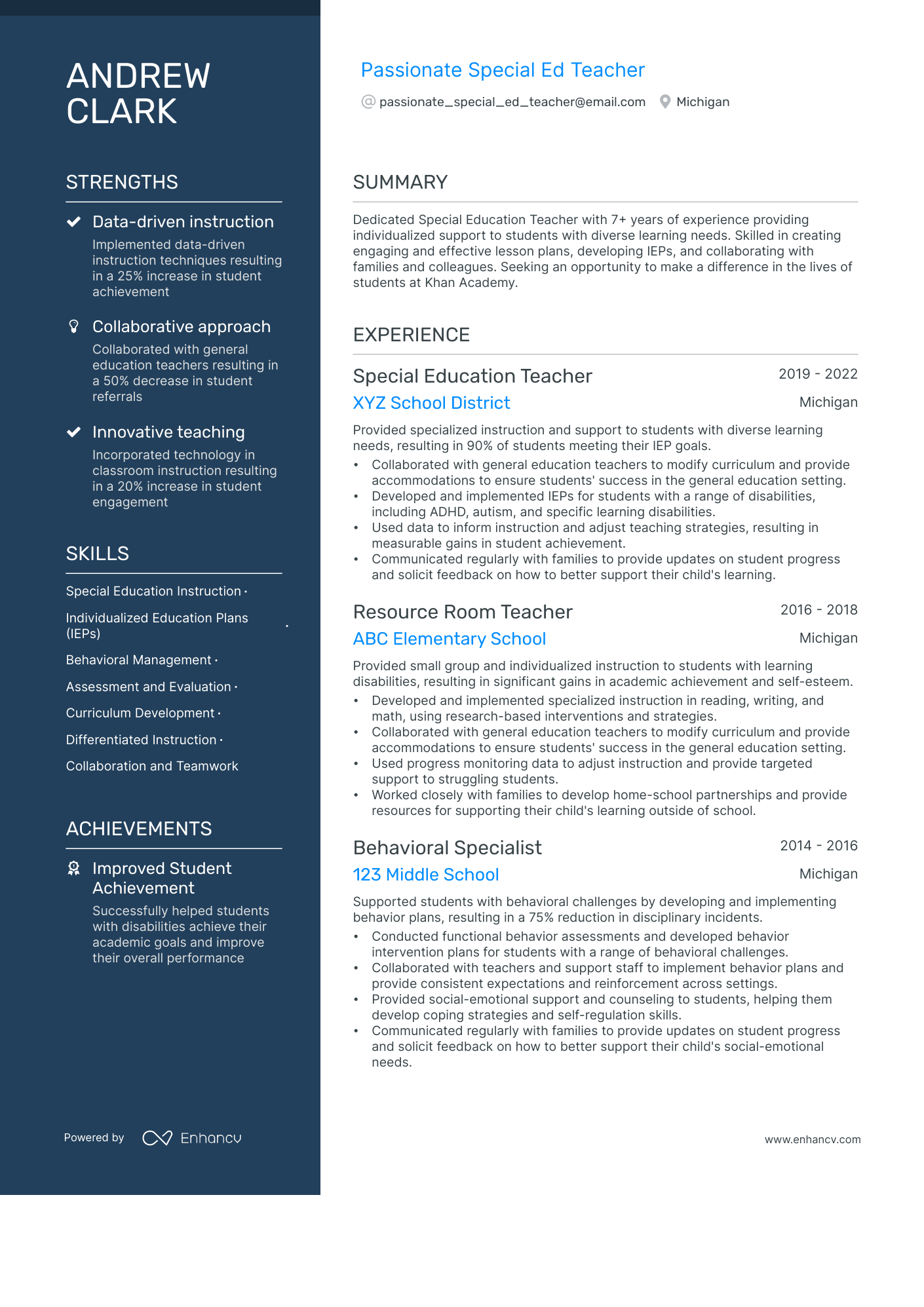 5 Special Ed Teacher Resume Examples & Guide for 2024