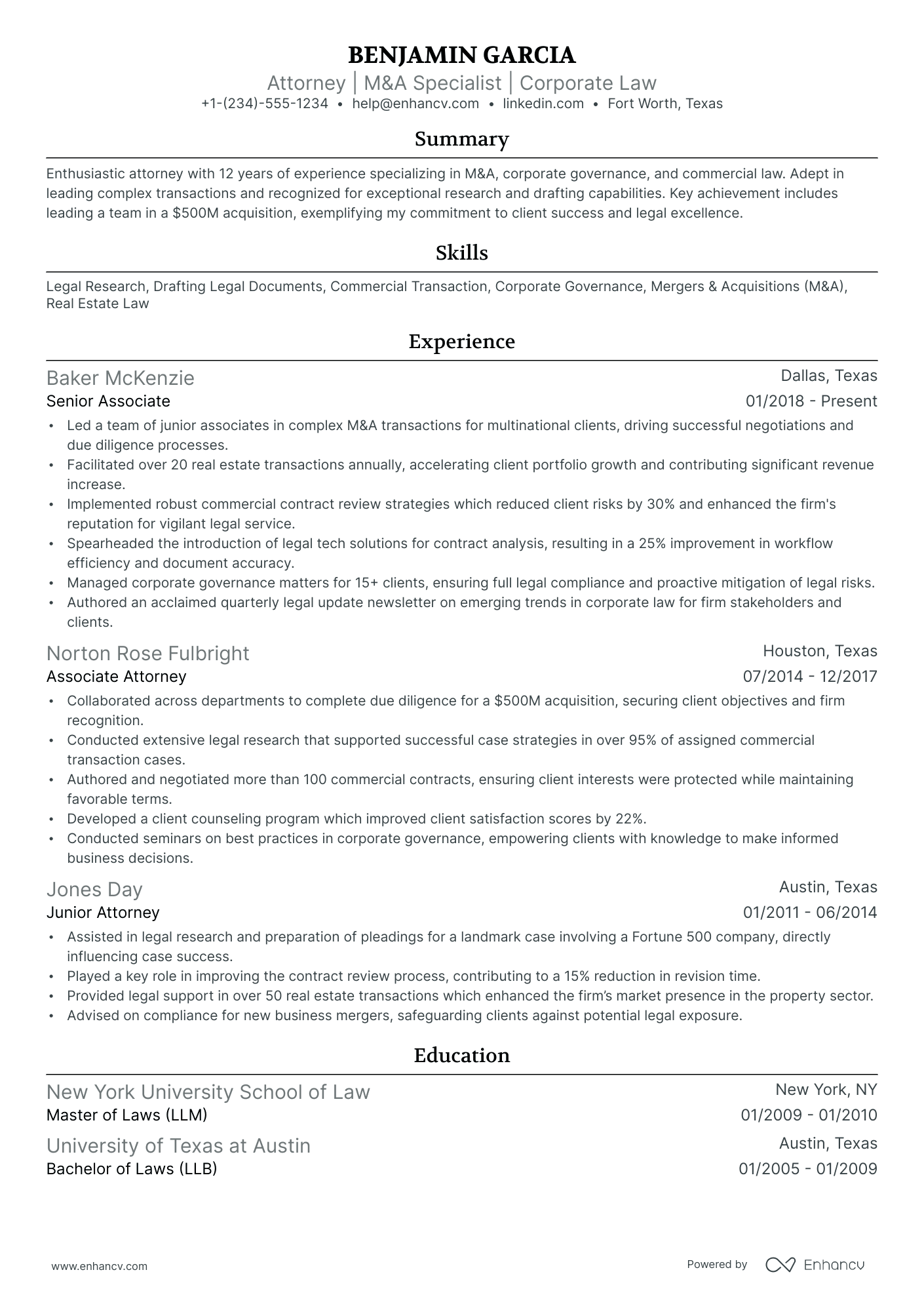 10 Corporate Lawyer Resume Examples & Guide for 2026