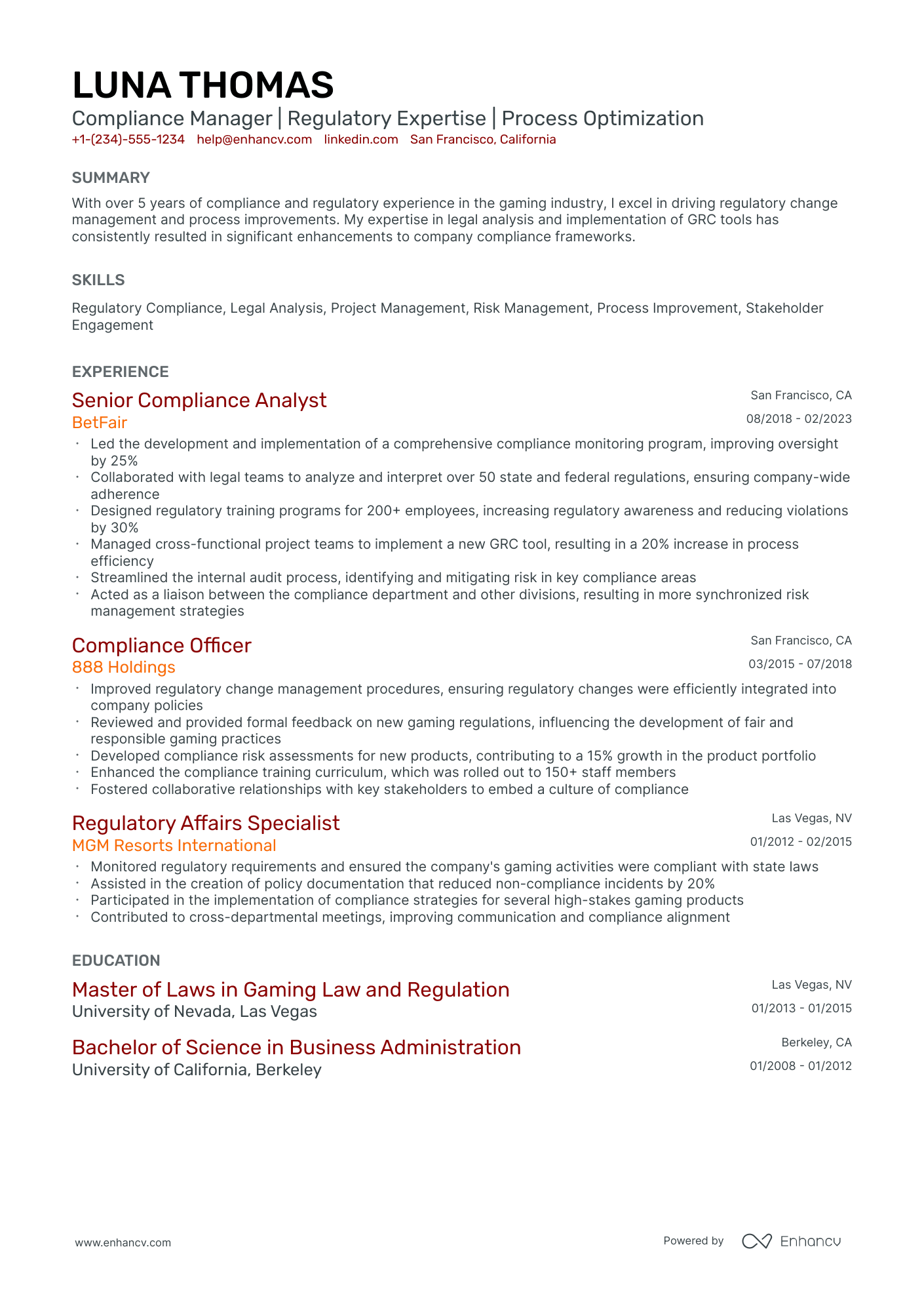 3 Compliance Manager Resume Examples & Guide for 2025