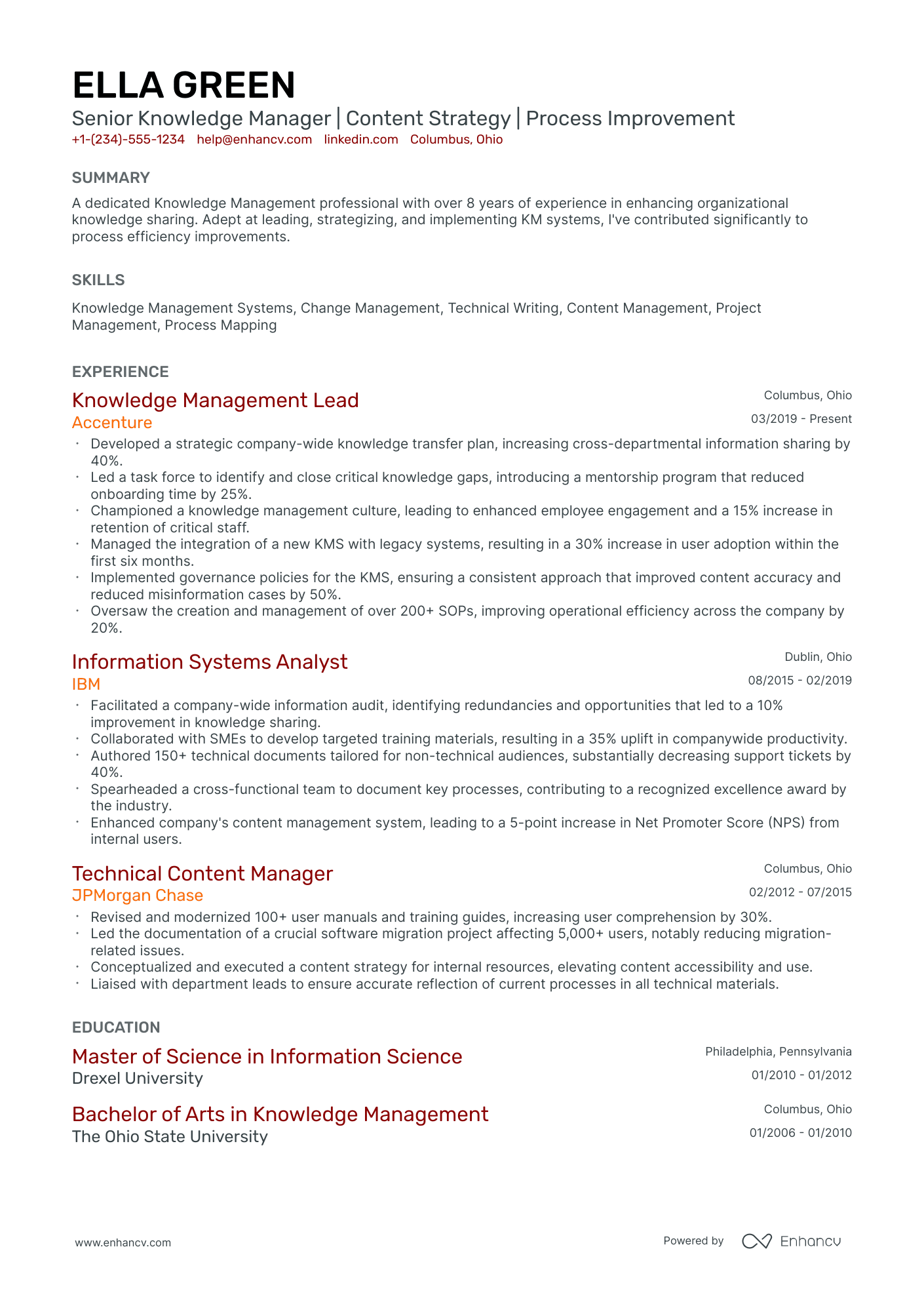 10 Knowledge Manager Resume Examples & Guide for 2026