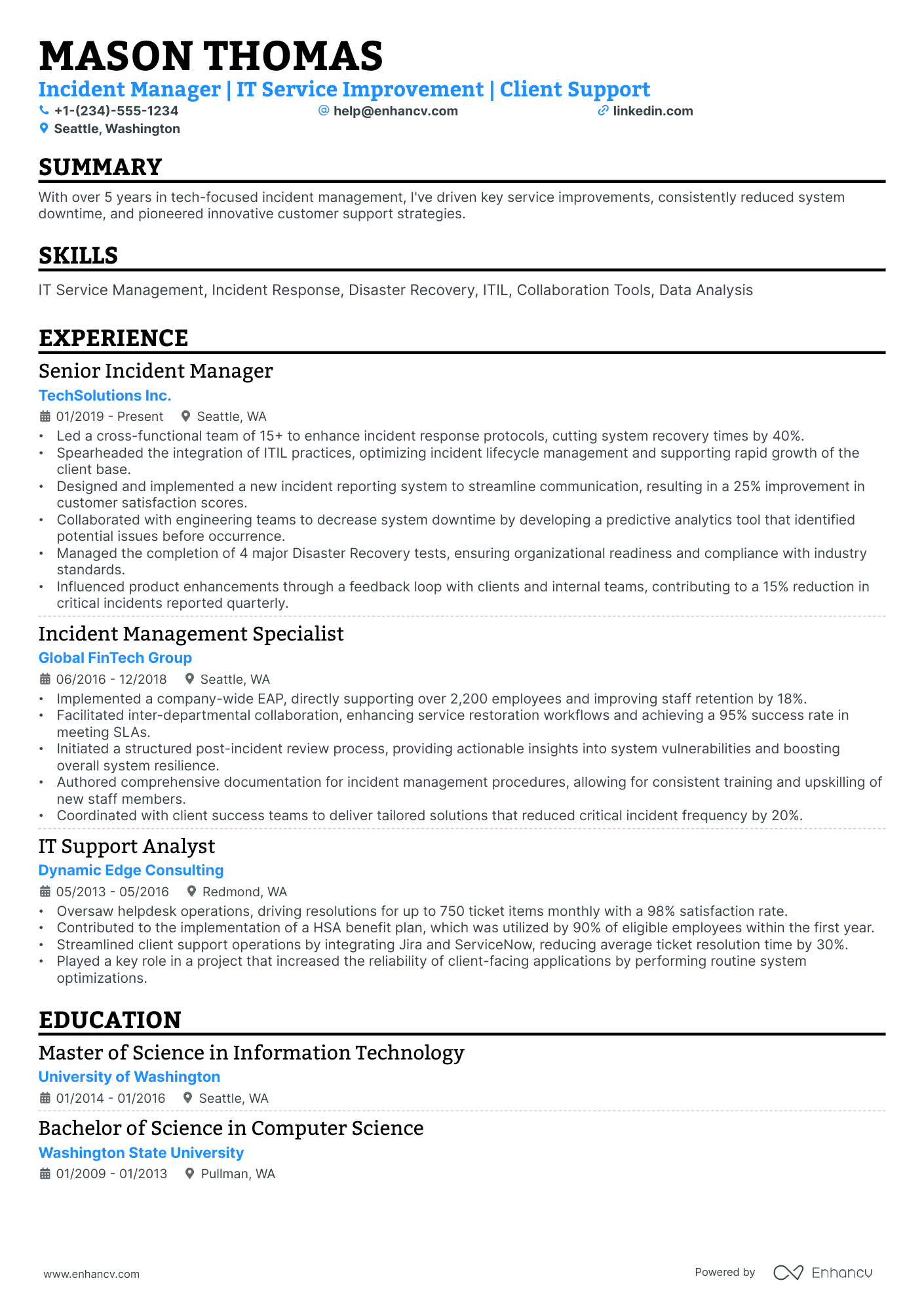 10 Incident Manager Resume Examples & Guide for 2026