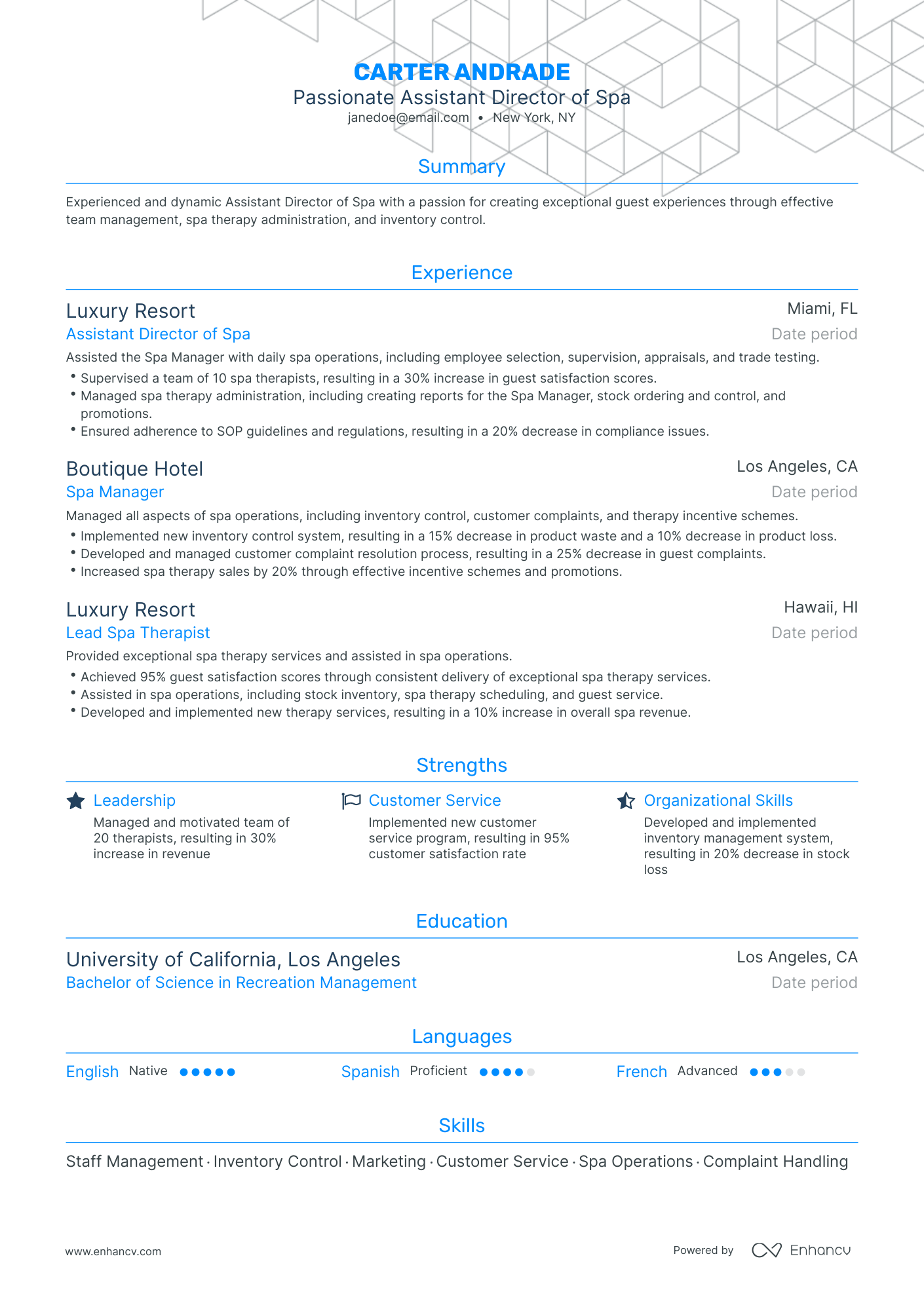 5 Spa Director Resume Examples & Guide for 2024