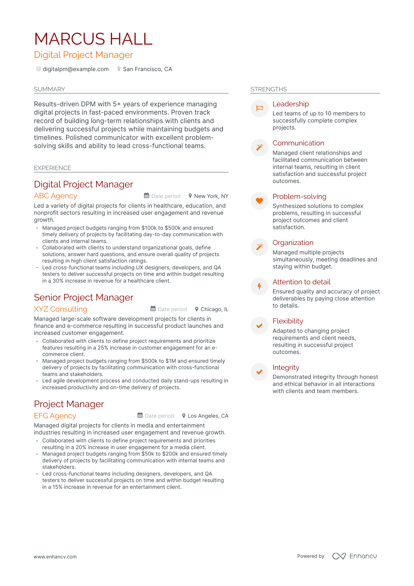 5 Digital Project Manager Resume Examples & Guide for 2024