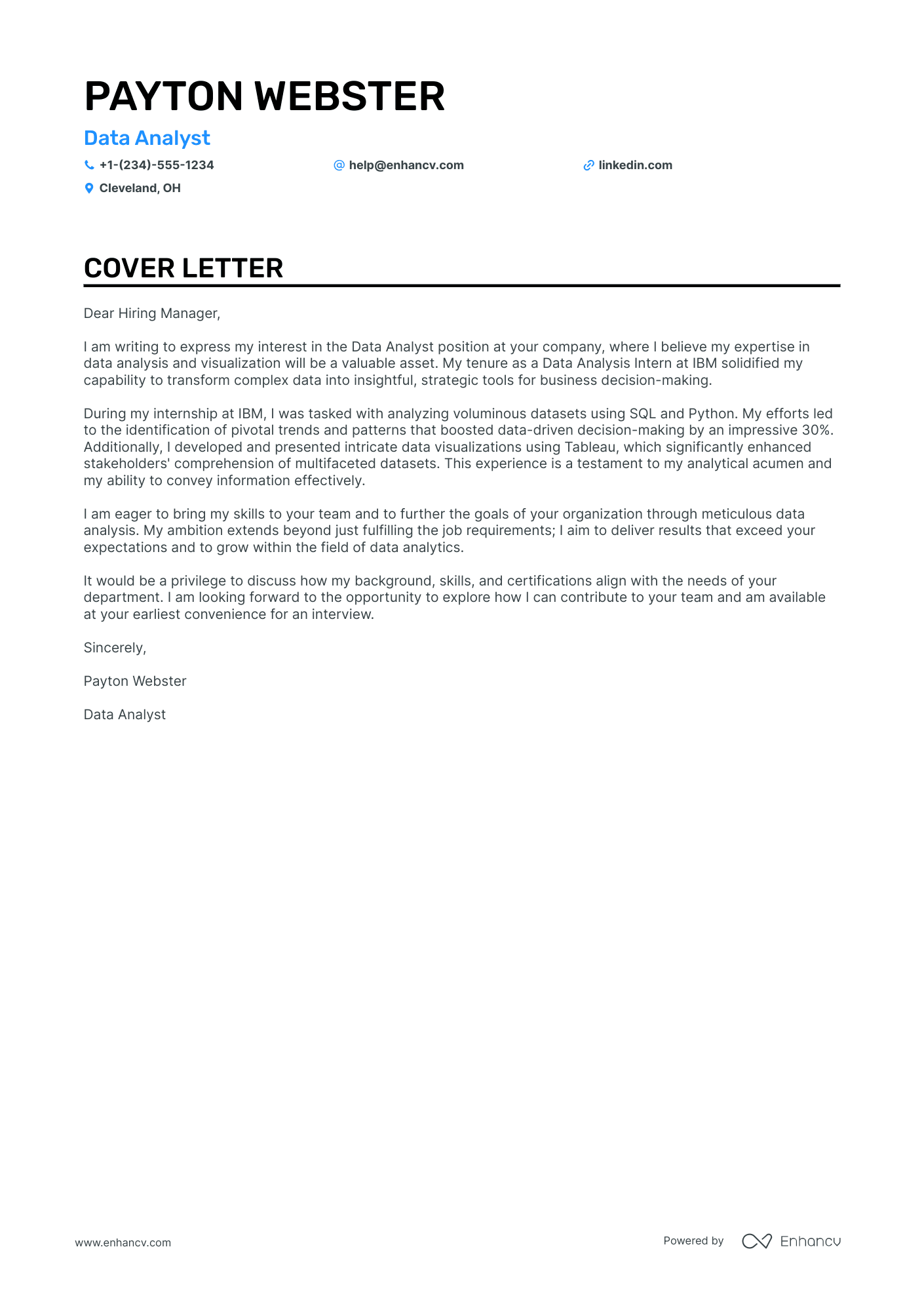 20 Professional Data Analyst Cover Letter Examples and Template for ...