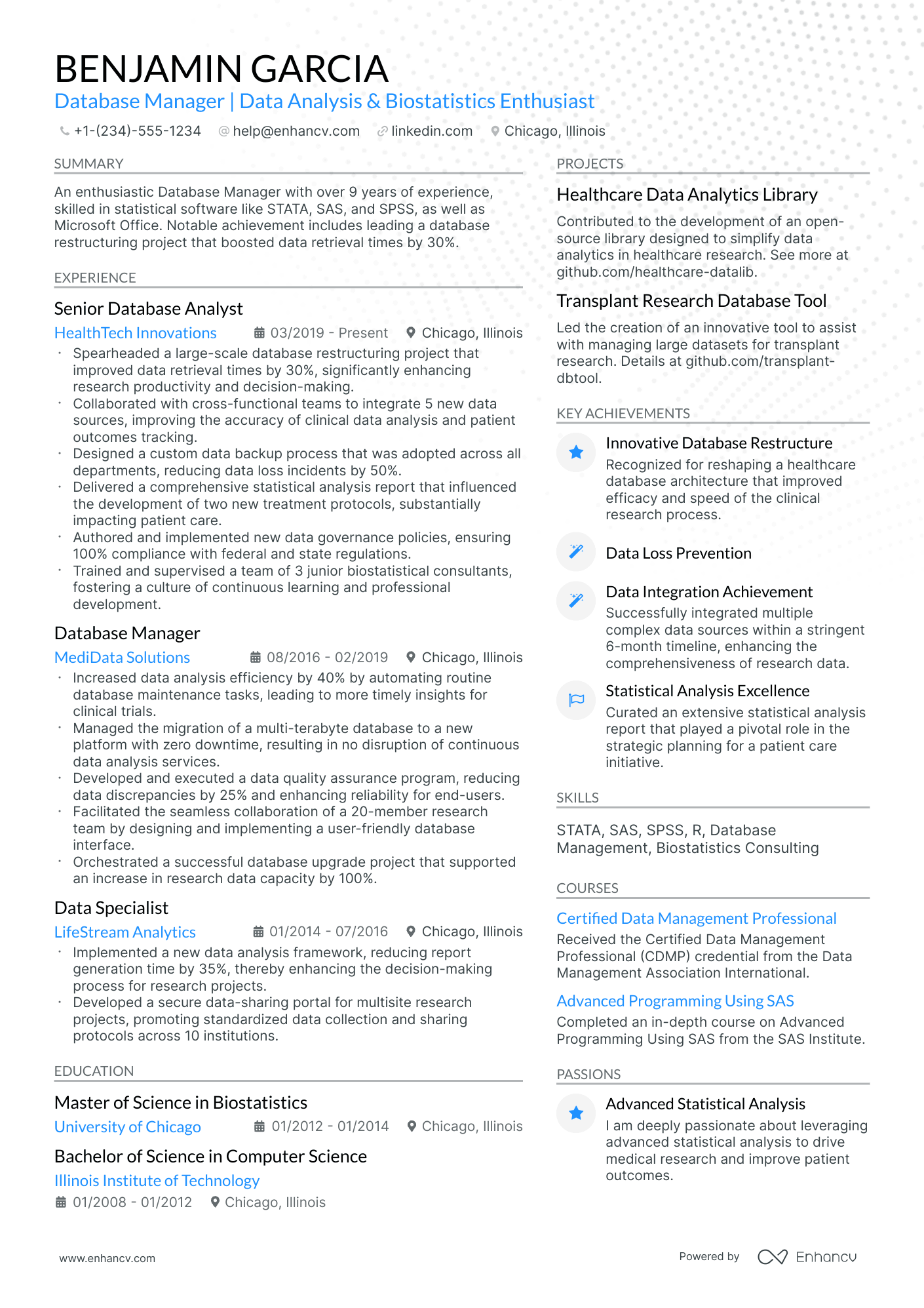 10 Database Manager Resume Examples & Guide for 2026