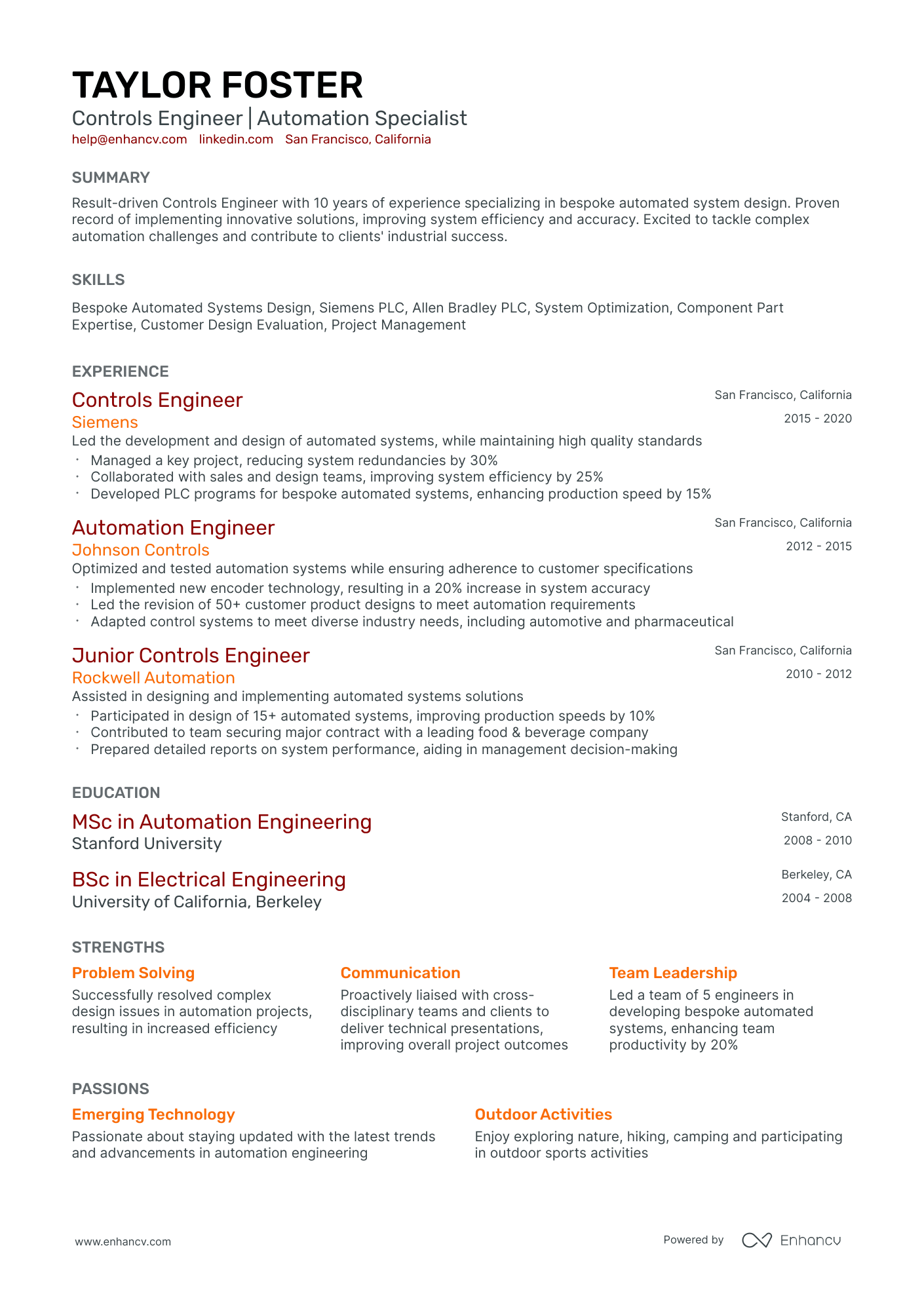 10 Controls Engineer Resume Examples & Guide for 2025