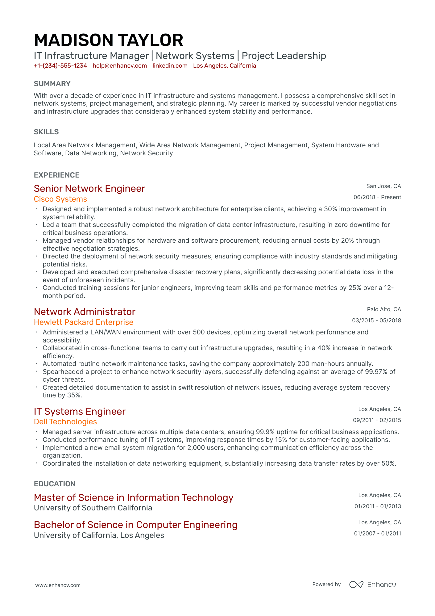 10 IT Infrastructure Manager Resume Examples & Guide for 2025