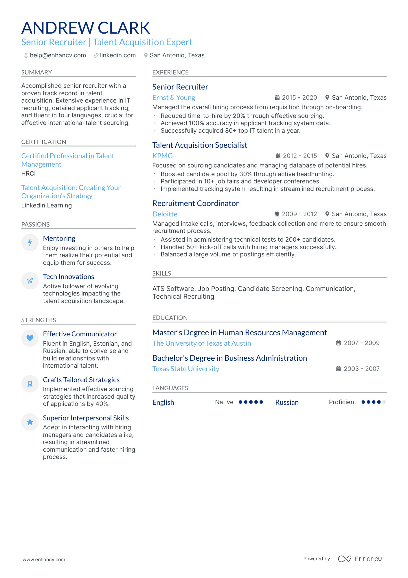 10 Senior Recruiter Resume Examples & Guide for 2026