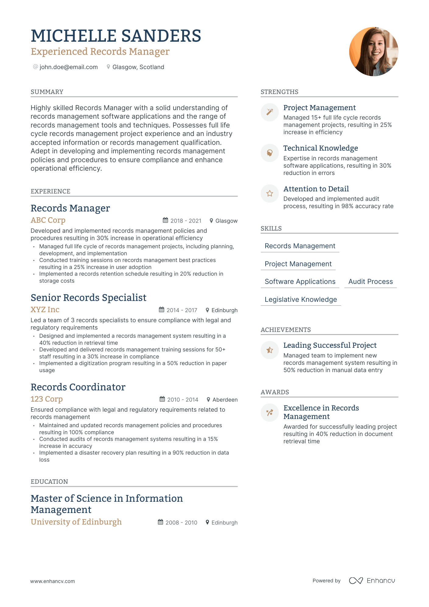 5 Records Manager Resume Examples & Guide for 2024