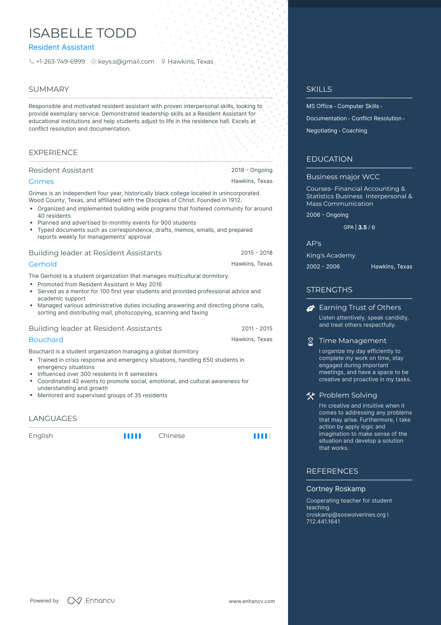 Resident Assistant Resume Examples & Guide for 2023 (Layout, Skills ...