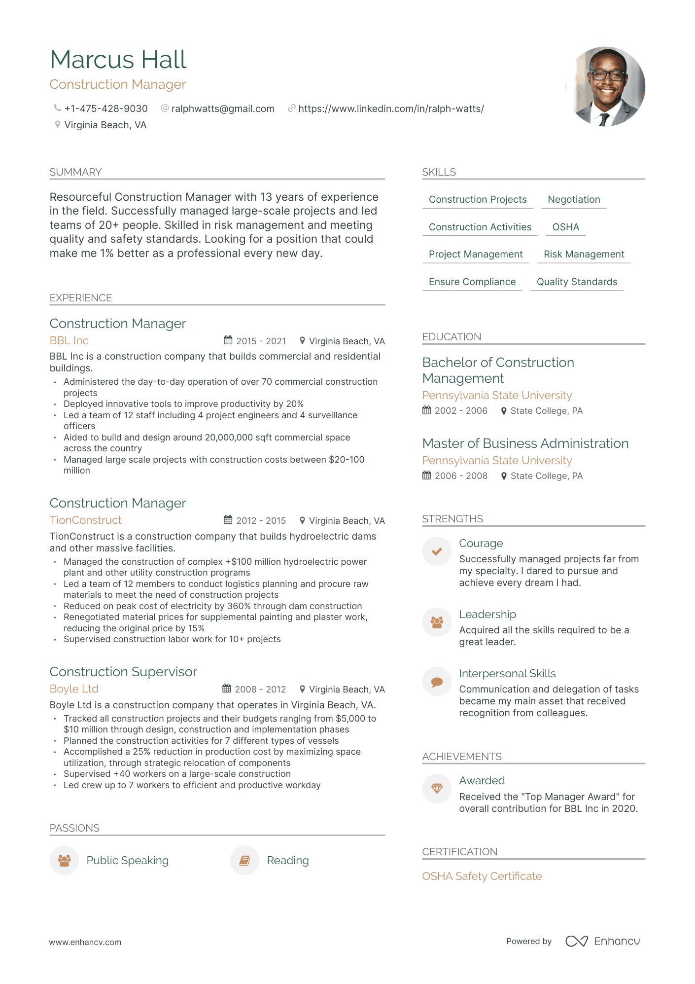 5 Construction Manager Resume Examples & Guide for 2023