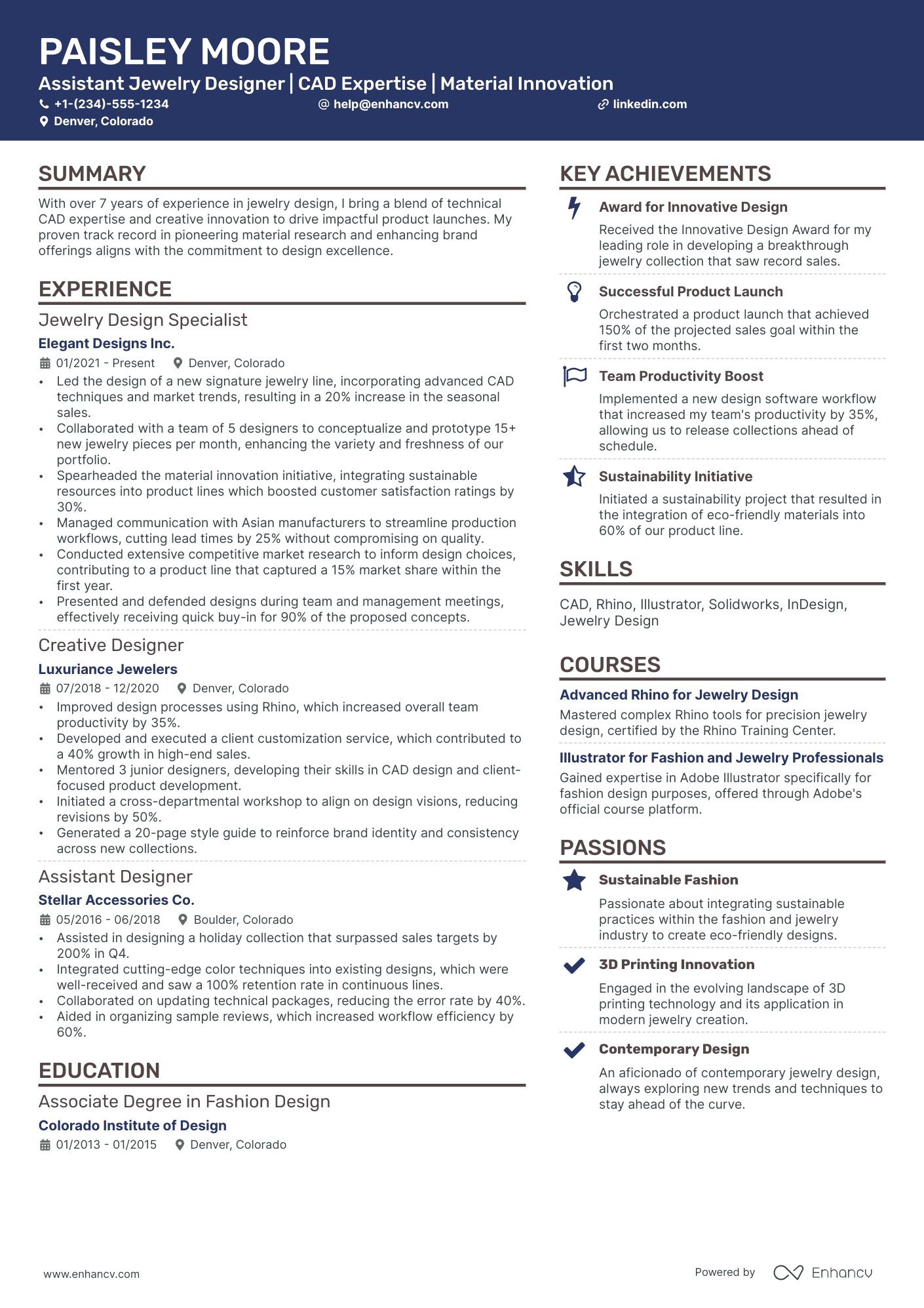 10 Jewelry Designer Resume Examples & Guide for 2026