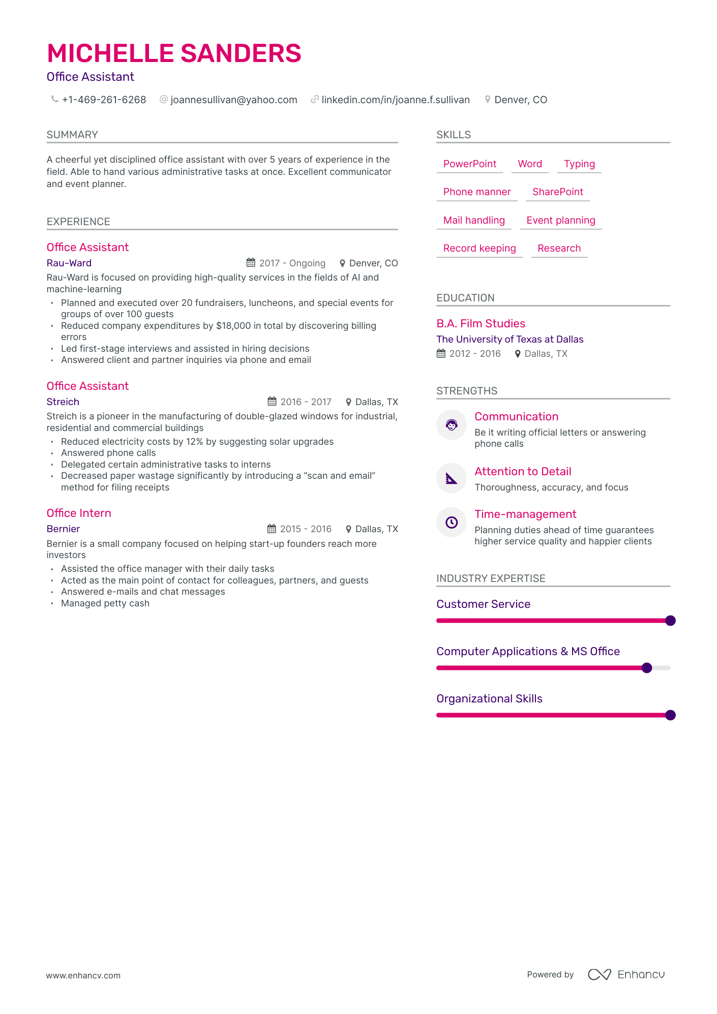 Office Assistant Resume: Tips + Examples (Layout, Skills, Keywords ...