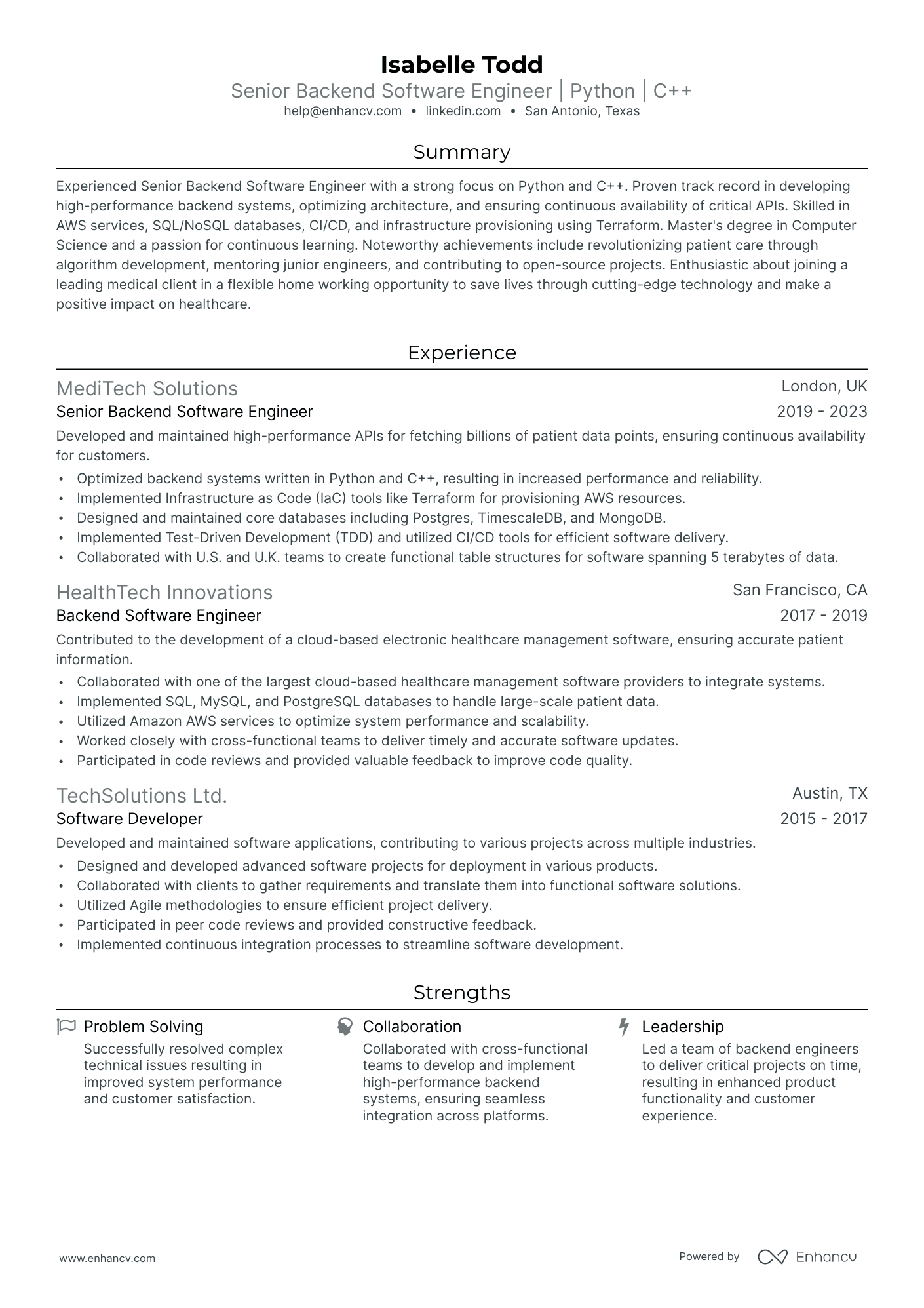5 Backend Engineer Resume Examples & Guide for 2024