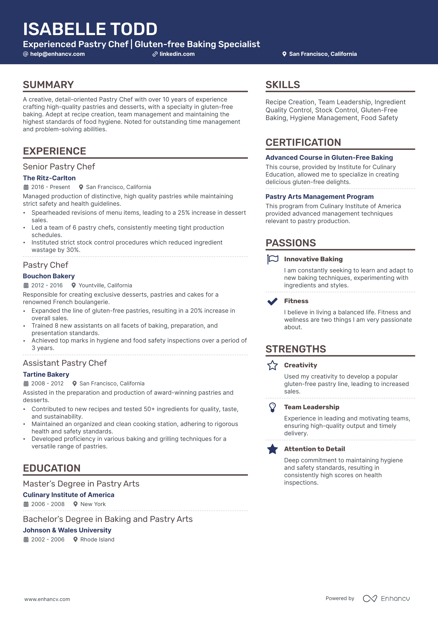 10 Pastry Chef Resume Examples & Guide for 2026