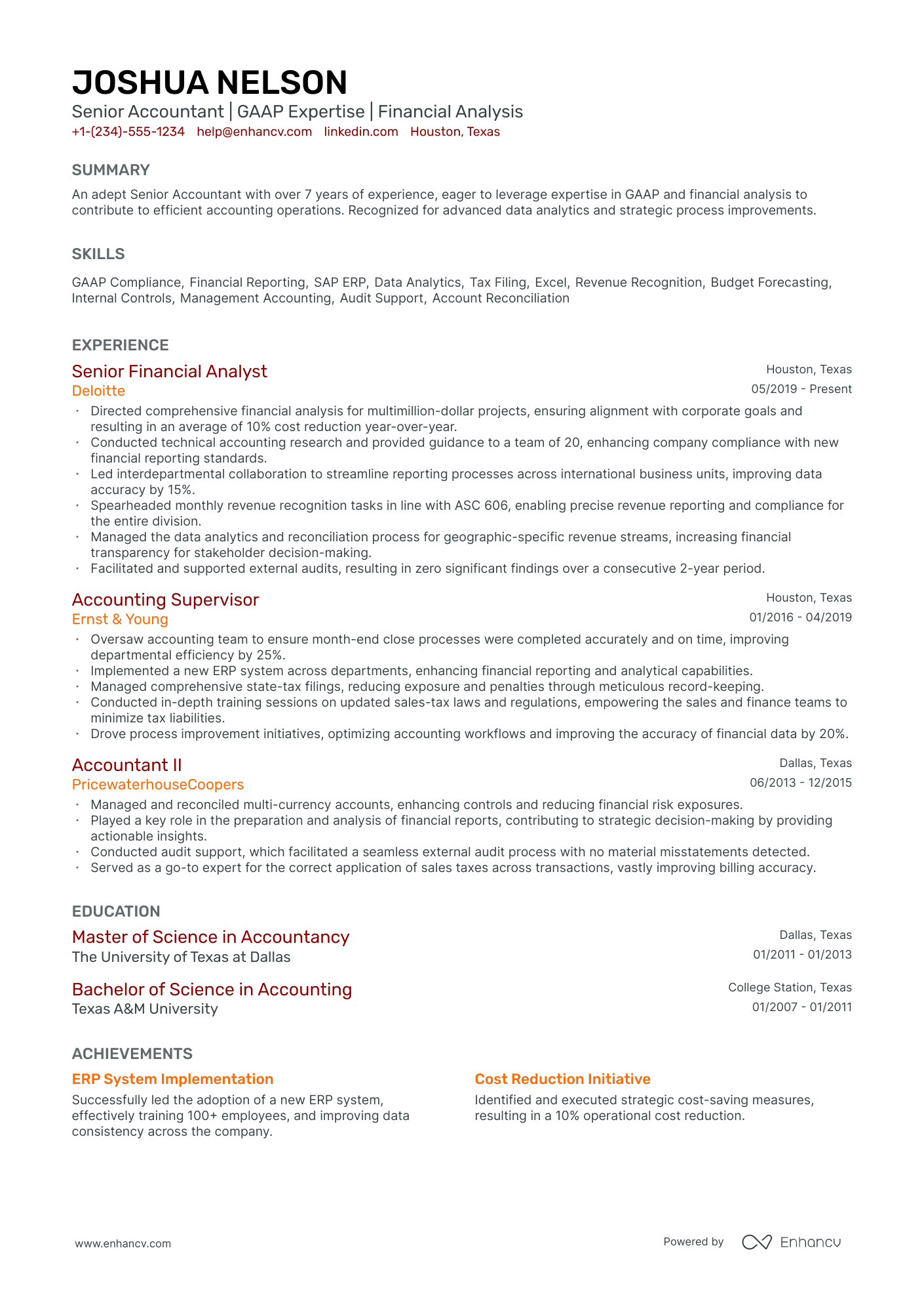 5 Management Accounting Resume Examples & Guide for 2024
