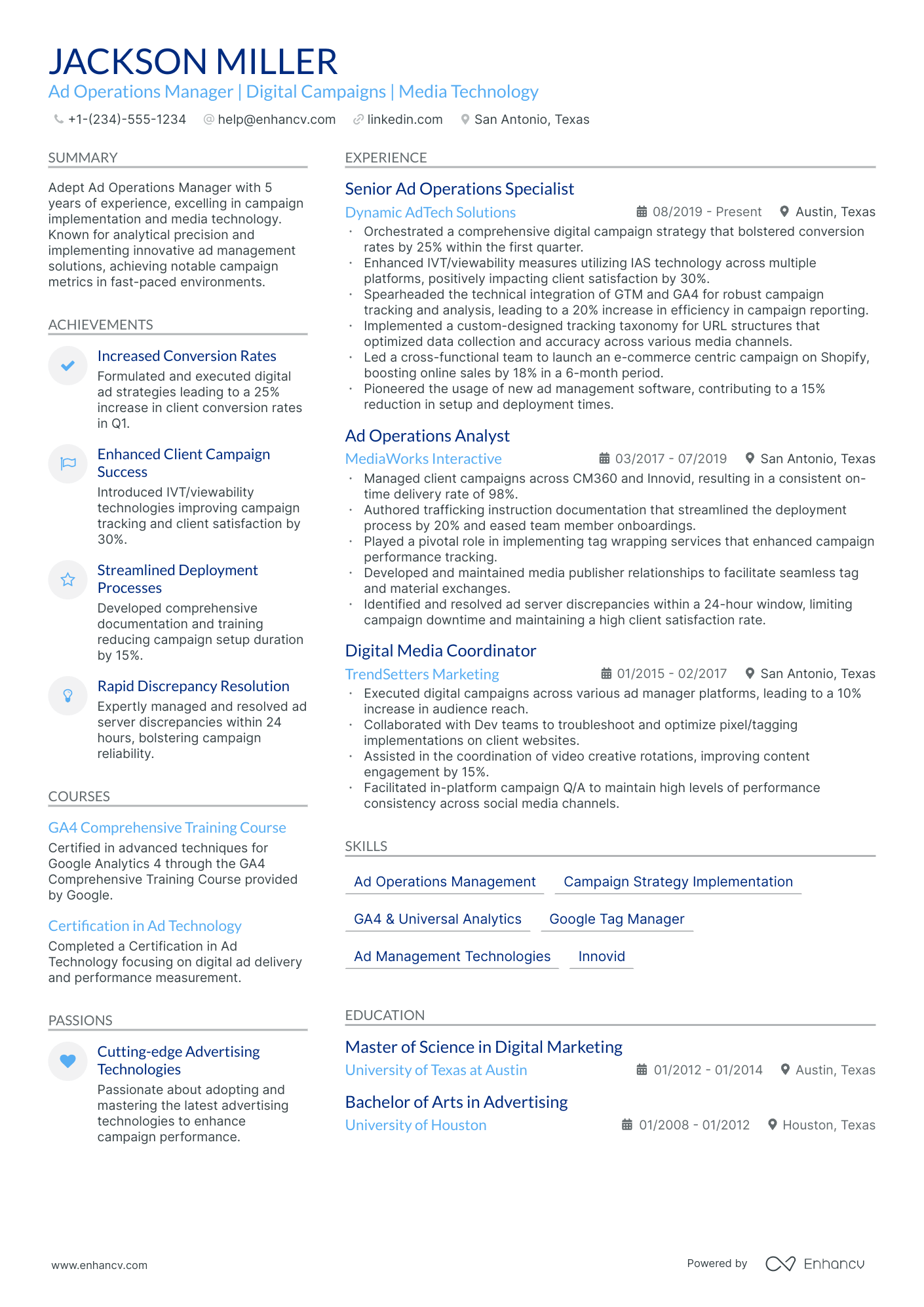 5 Ad Operations Manager Resume Examples & Guide for 2024