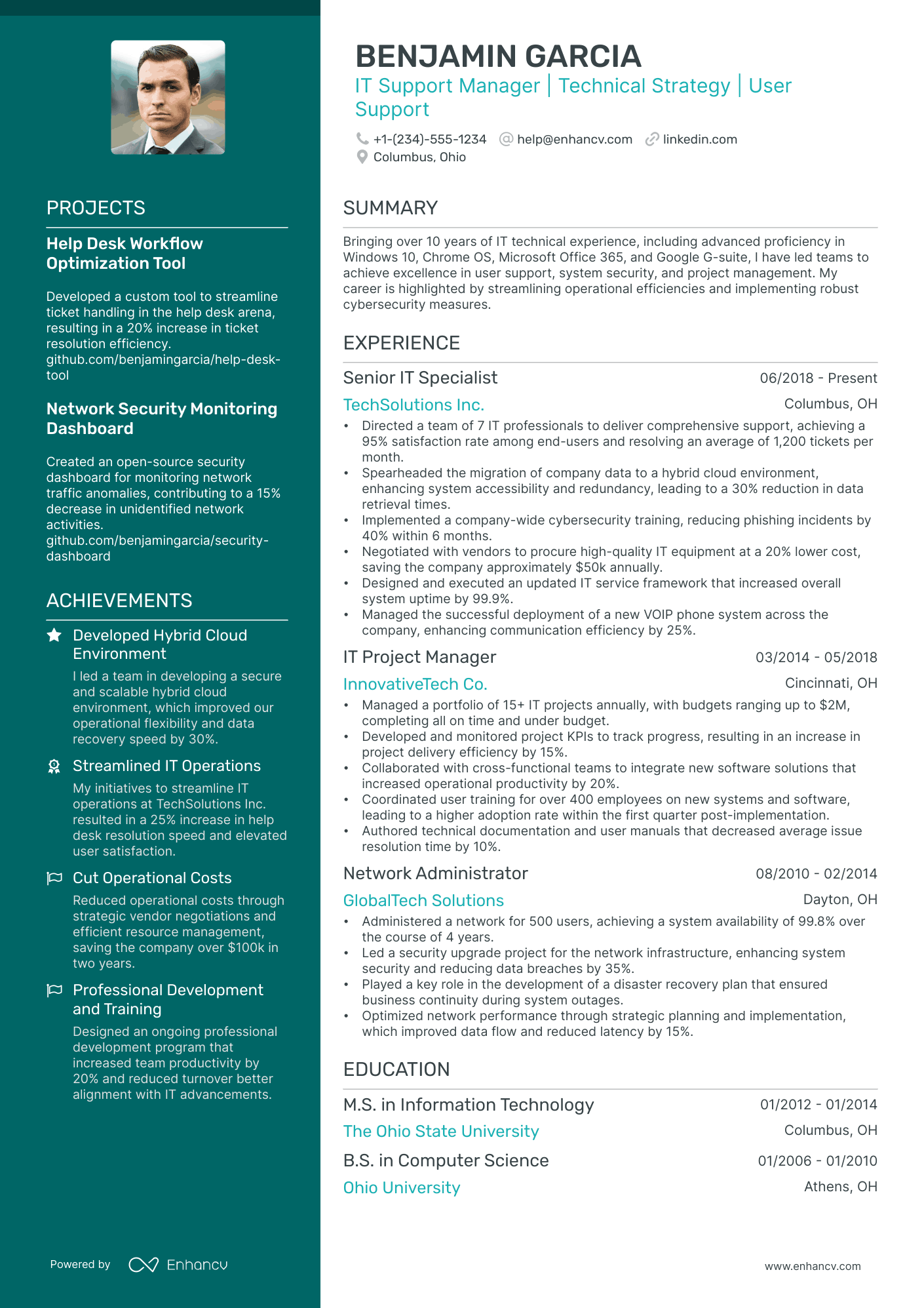 5 IT Support Manager Resume Examples & Guide for 2024