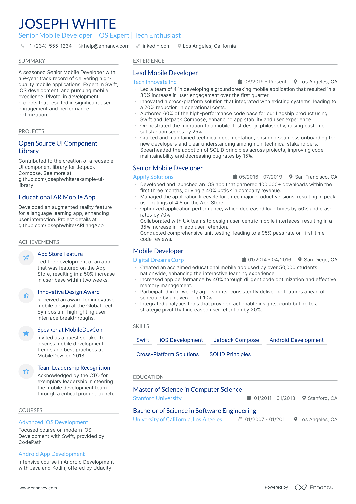 5 iOS Developer Resume Examples & Guide for 2025