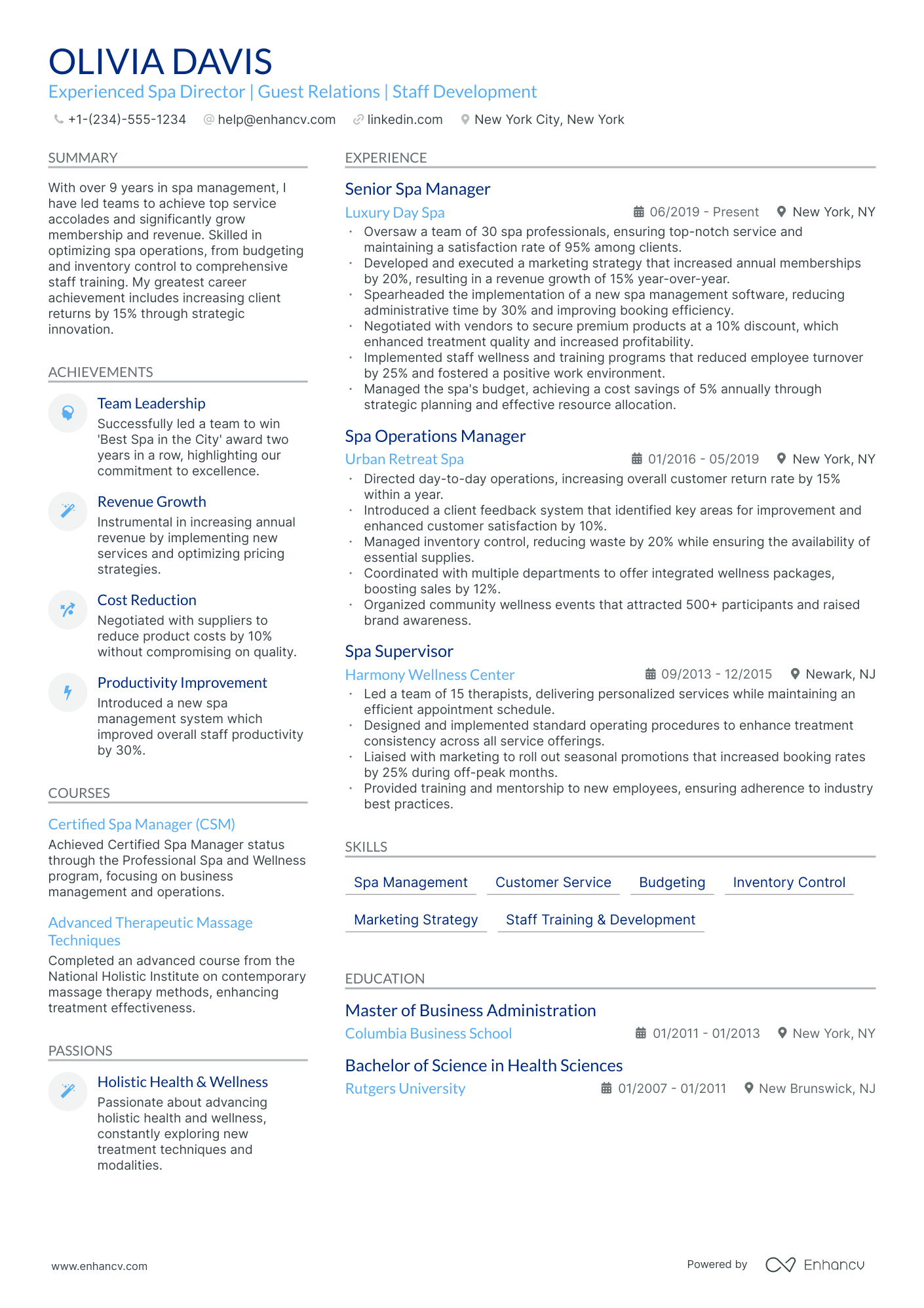 5 Spa Director Resume Examples & Guide for 2024