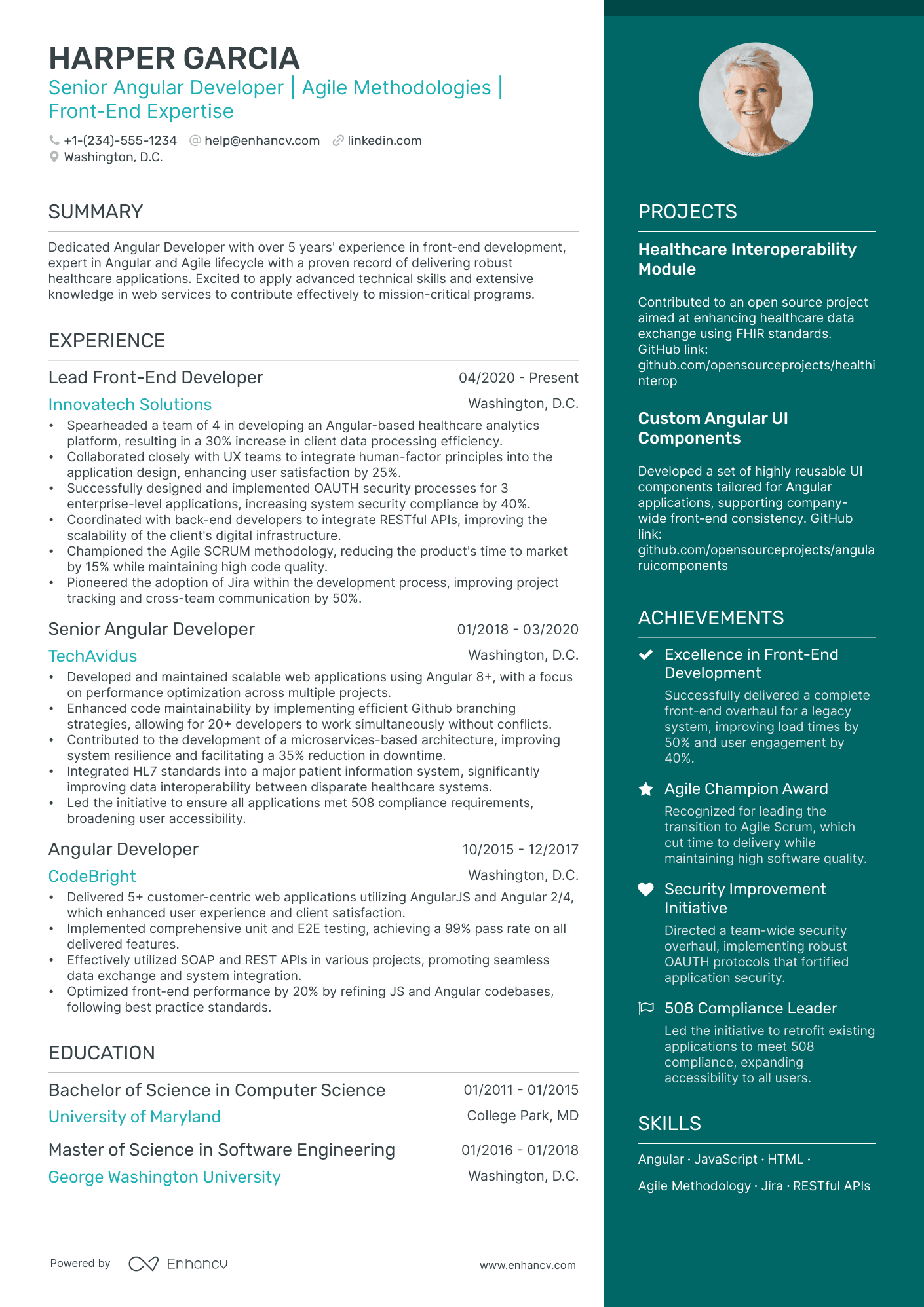 5 Angular Developer Resume Examples & Guide for 2024