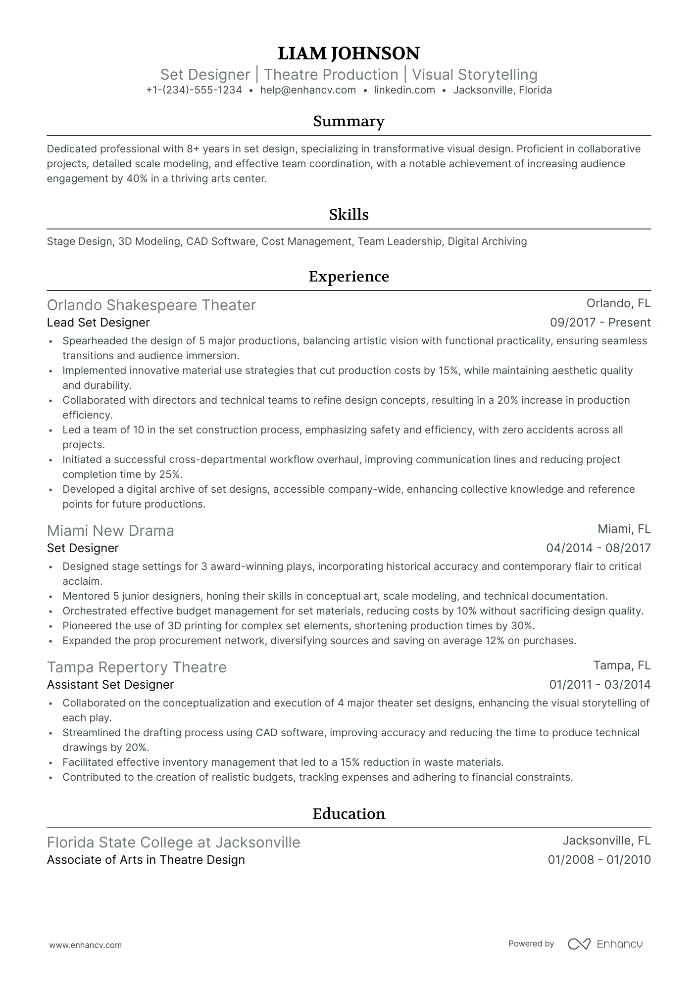 10 Set Designer Resume Examples, Templates & Guide for 2026