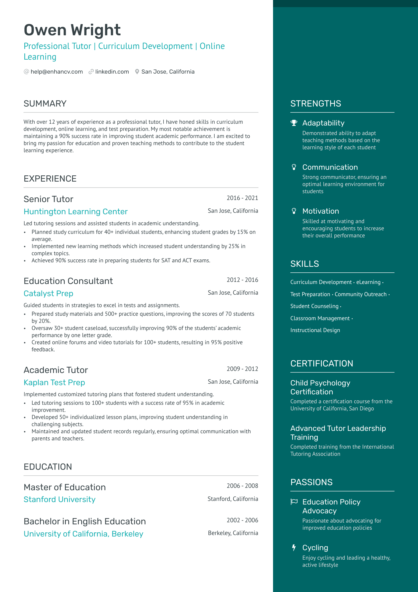 16 Tutor Resume Examples & Guide for 2025