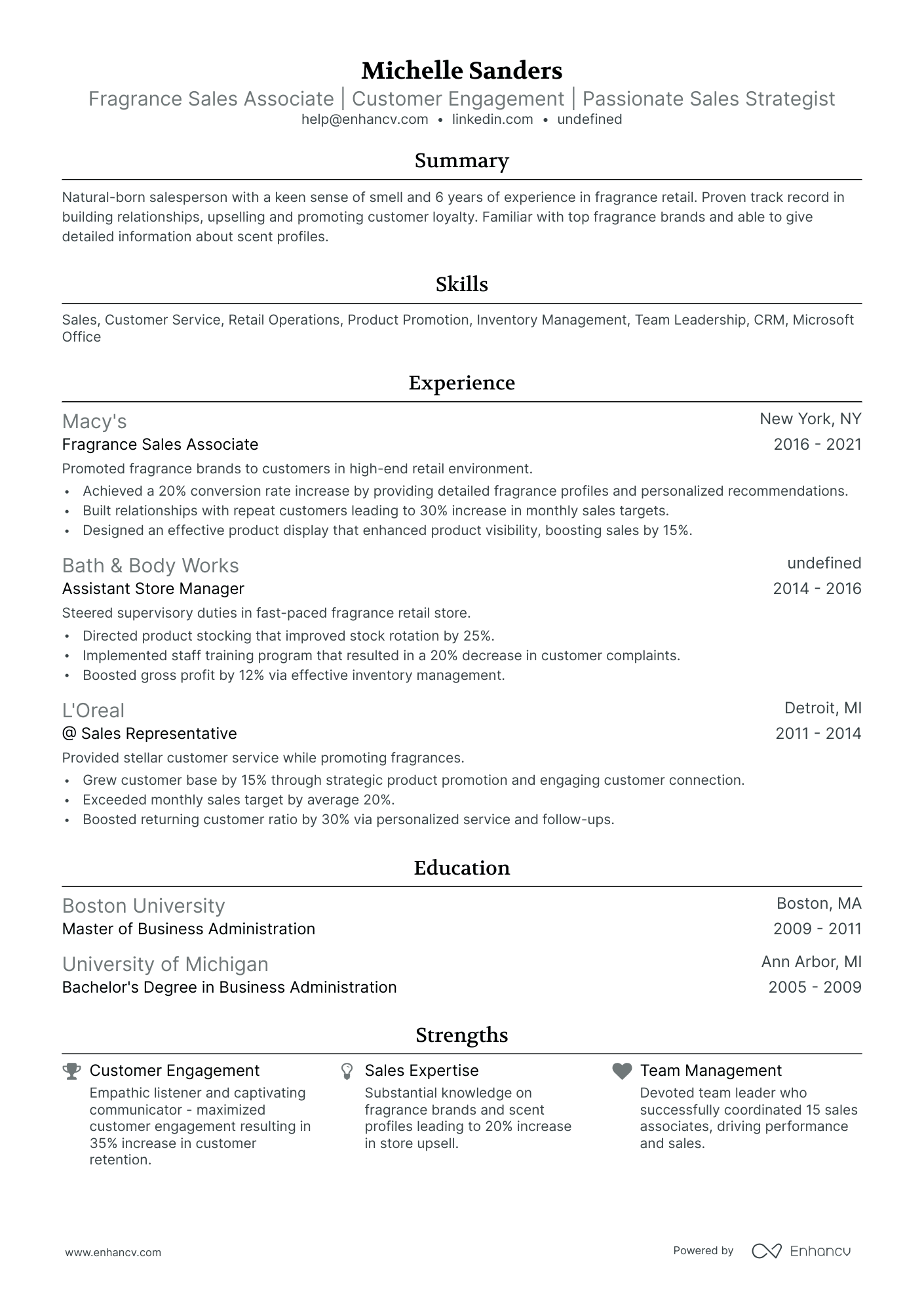 10 Fragrance Sales Associate Resume Examples & Guide for 2026