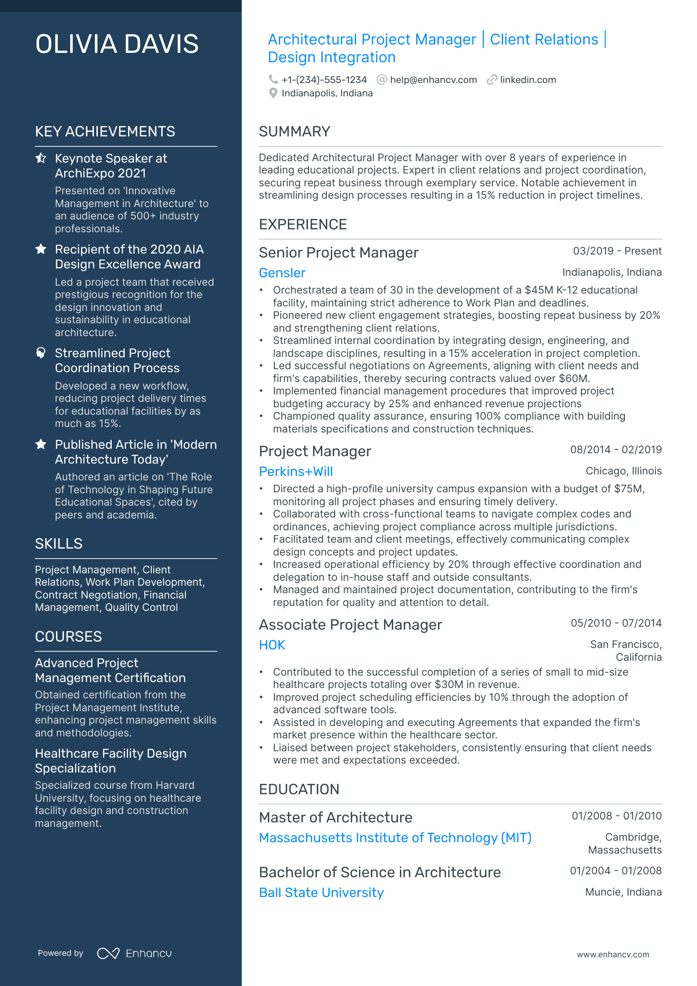 10 Architectural Project Manager Resume Examples & Guide for 2026