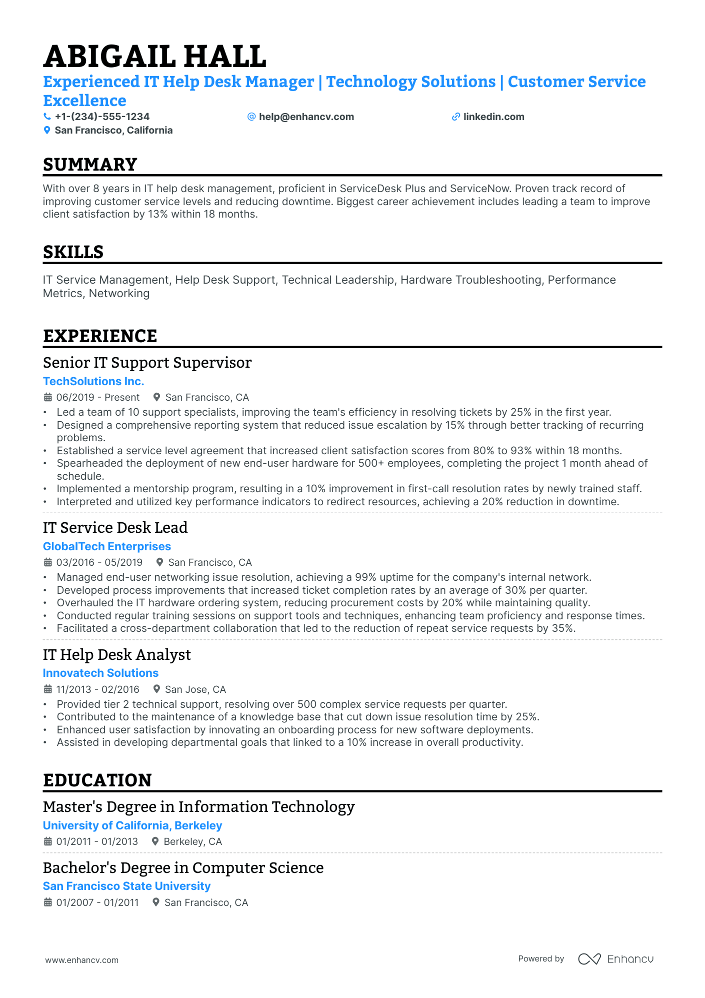 10 Help Desk Manager Resume Examples & Guide for 2025