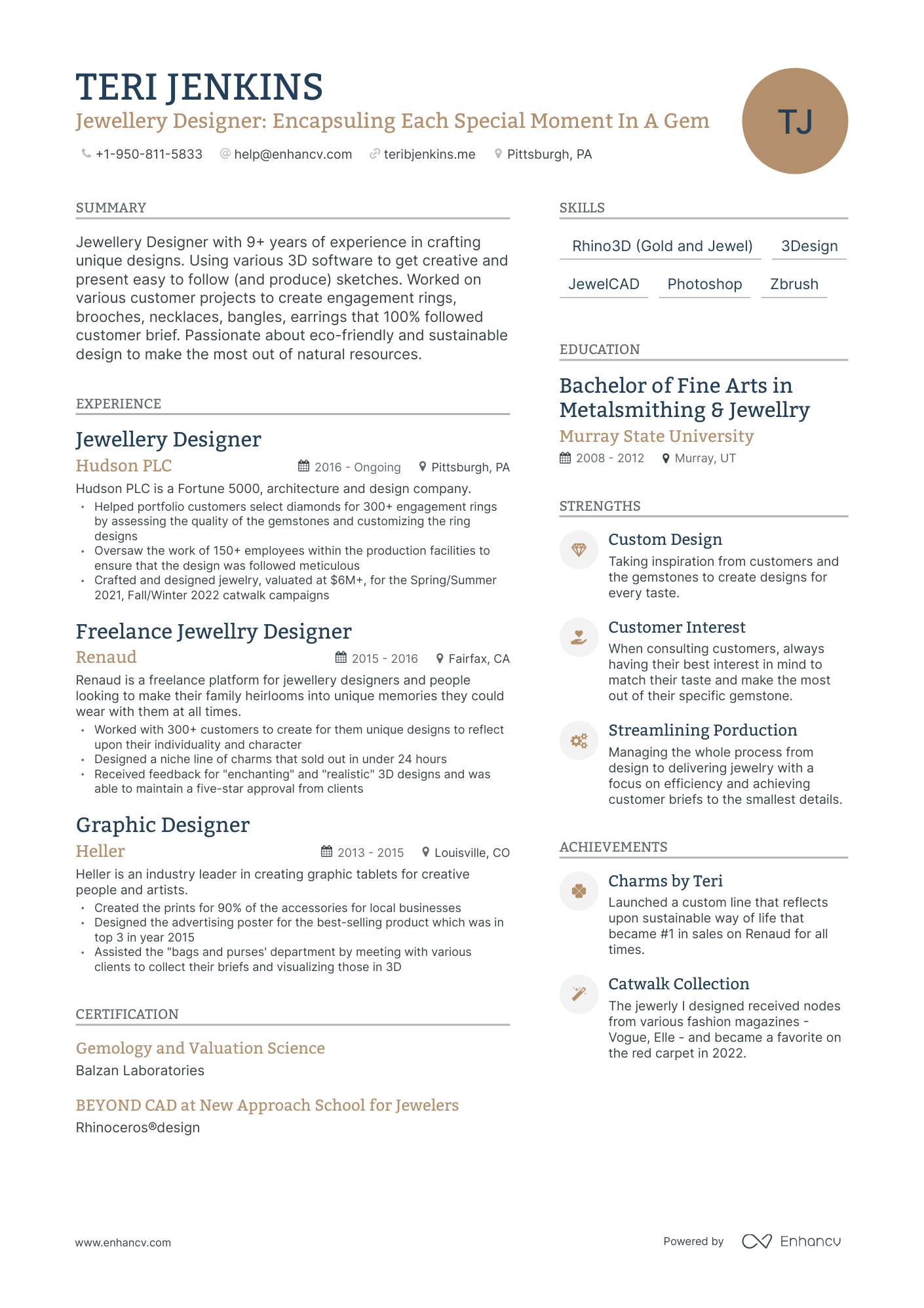 5 Jewelry Designer Resume Examples & Guide for 2023