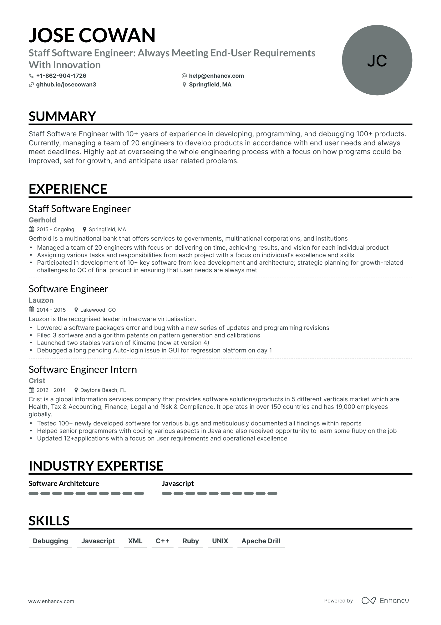 5 Staff Software Engineer Resume Examples & Guide for 2024