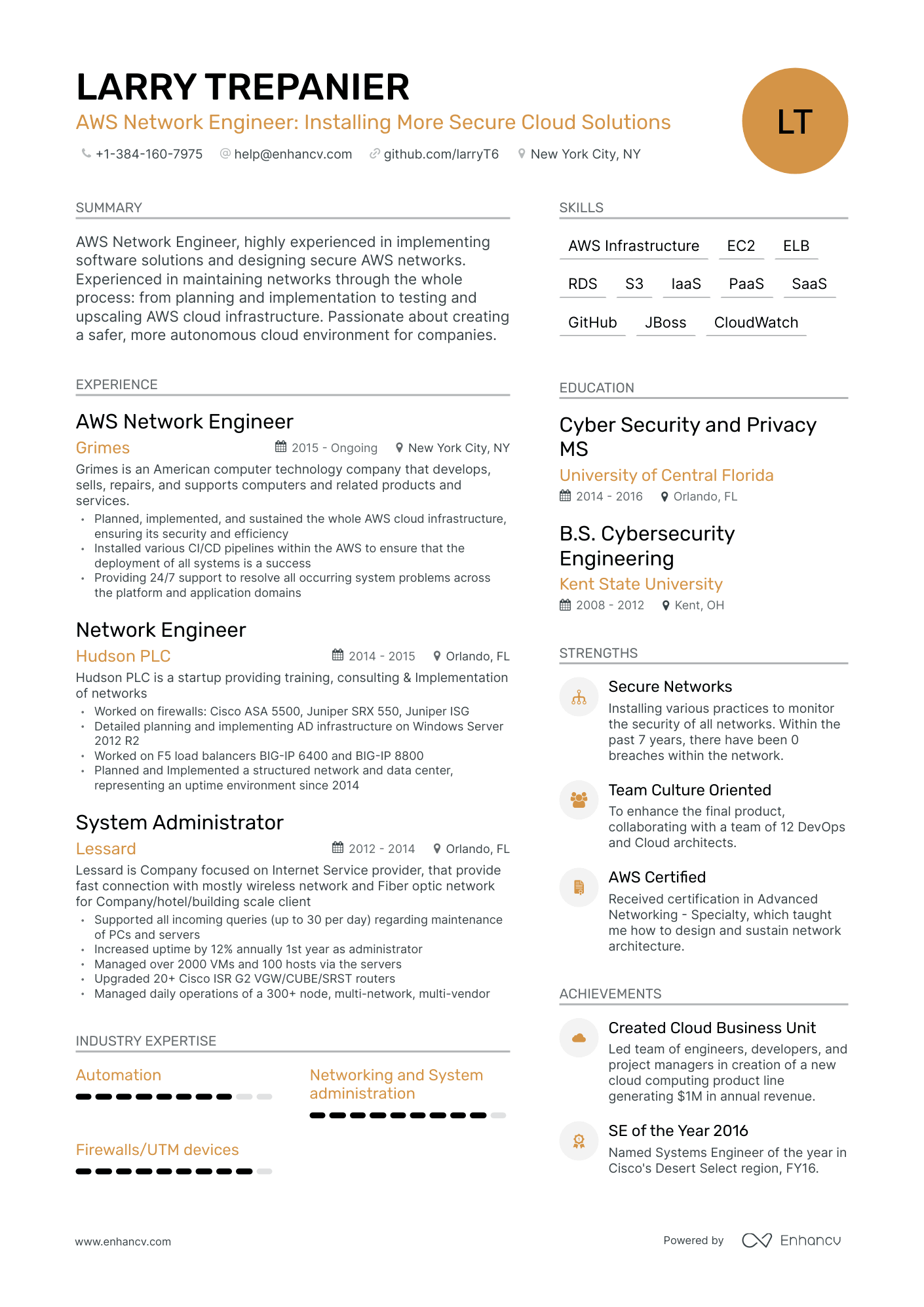 5 Aws Network Engineer Resume Examples & Guide for 2023